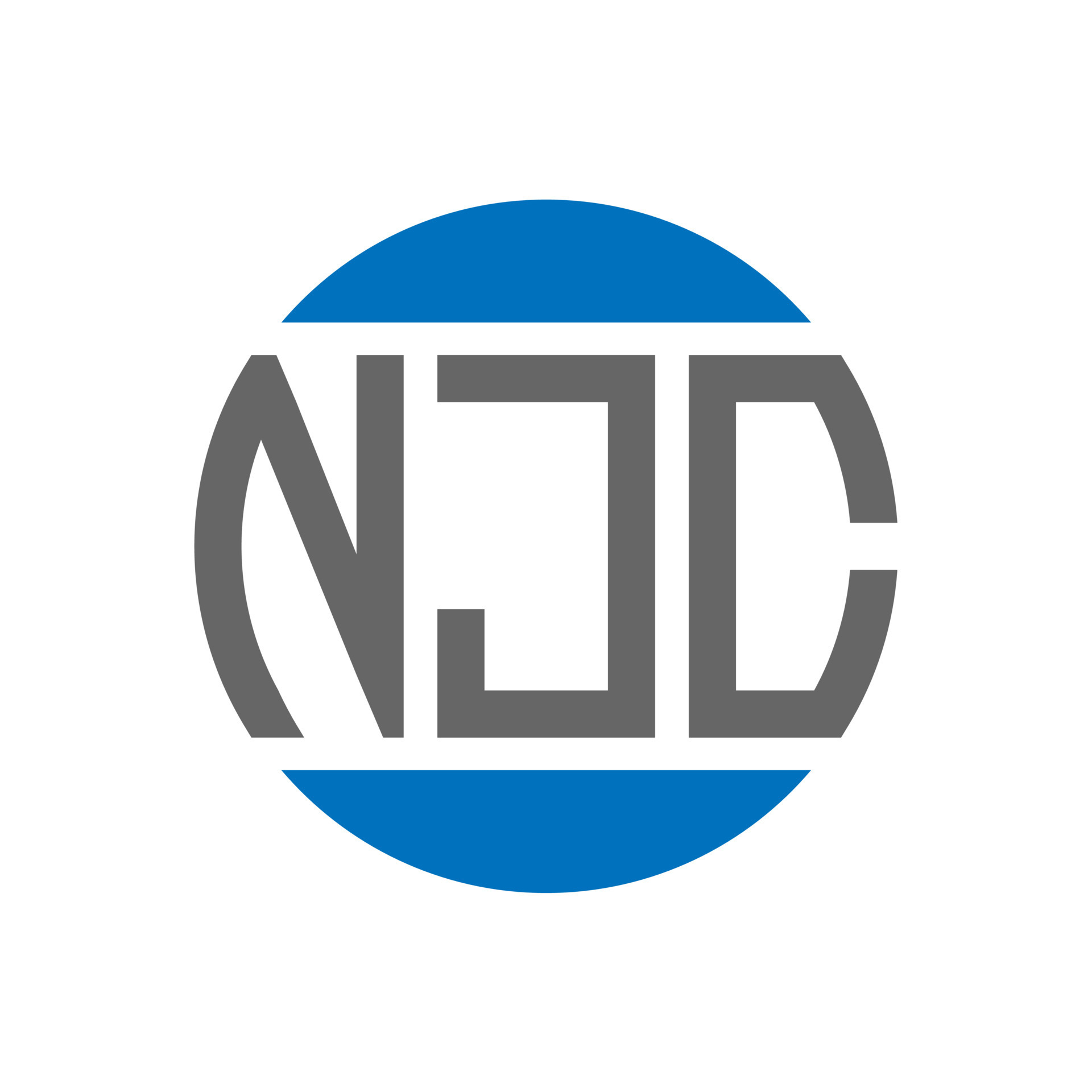 diseño de logotipo de letra njc sobre fondo blanco. concepto de logotipo de círculo de iniciales ...