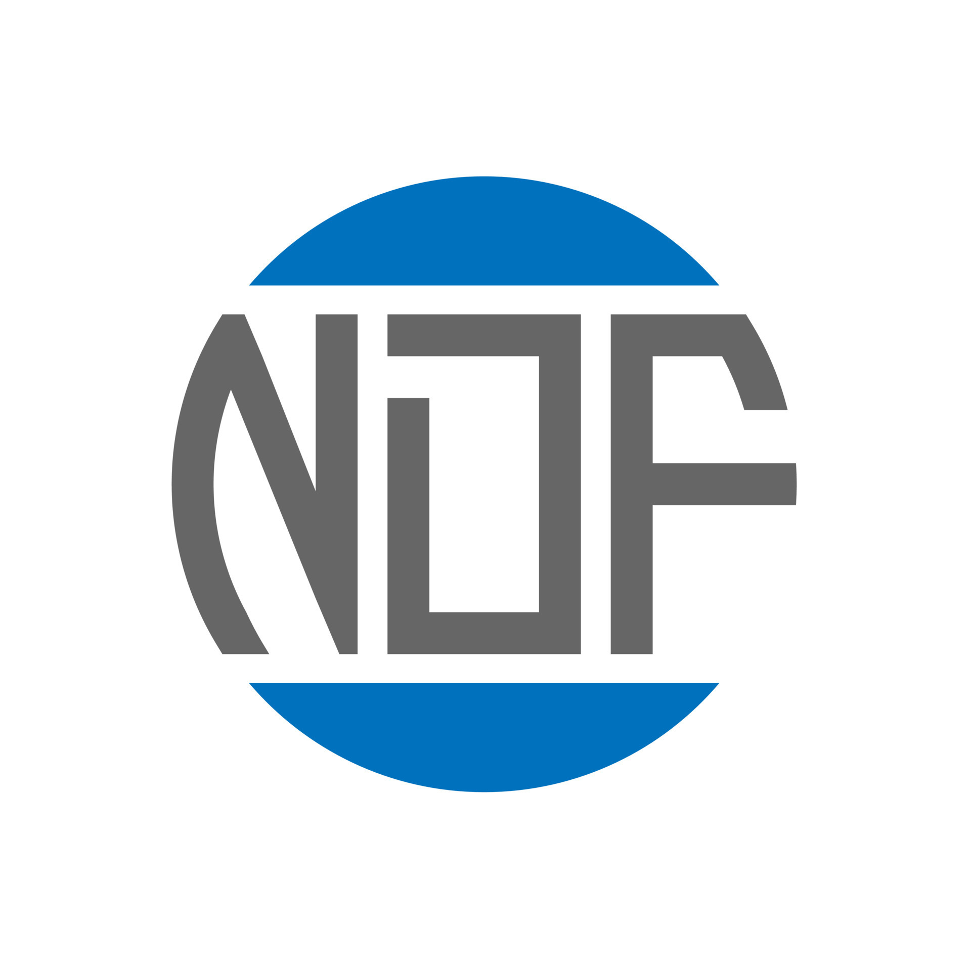 diseño de logotipo de letra ndf sobre fondo blanco. concepto de logotipo de círculo de iniciales ...