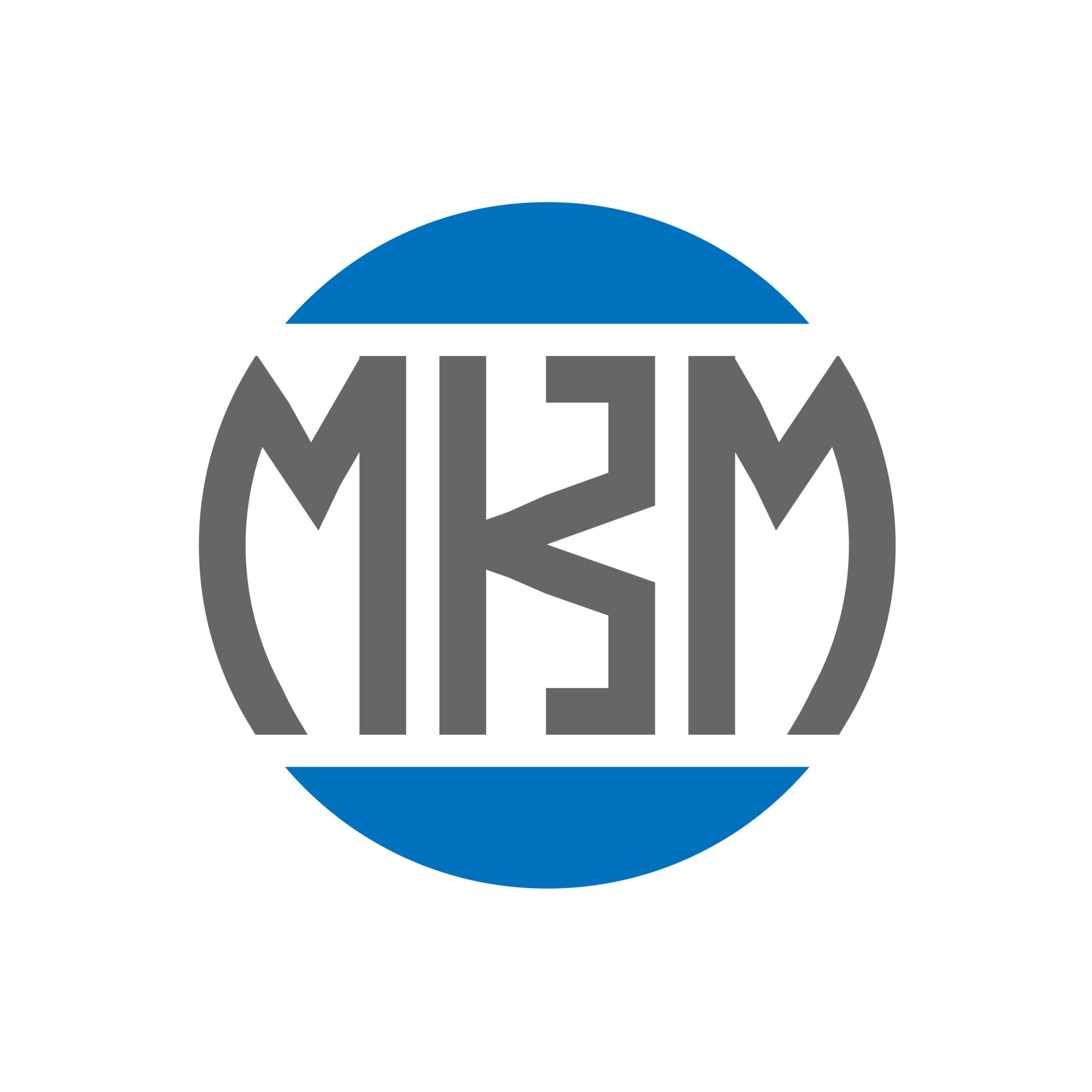 diseño de logotipo de letra mkm sobre fondo blanco. concepto de logotipo de círculo de iniciales ...