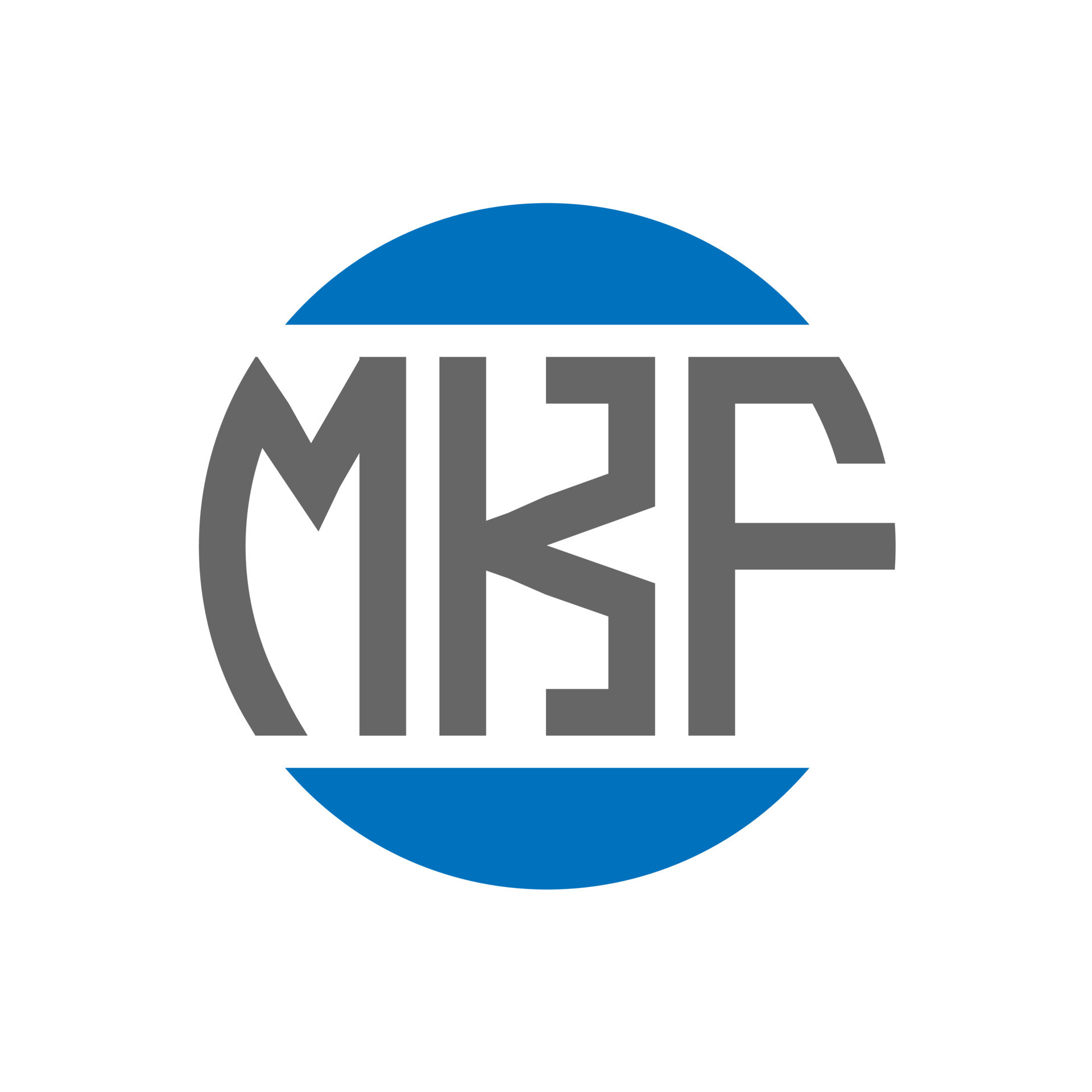diseño de logotipo de letra mkf sobre fondo blanco. concepto de logotipo de círculo de iniciales ...