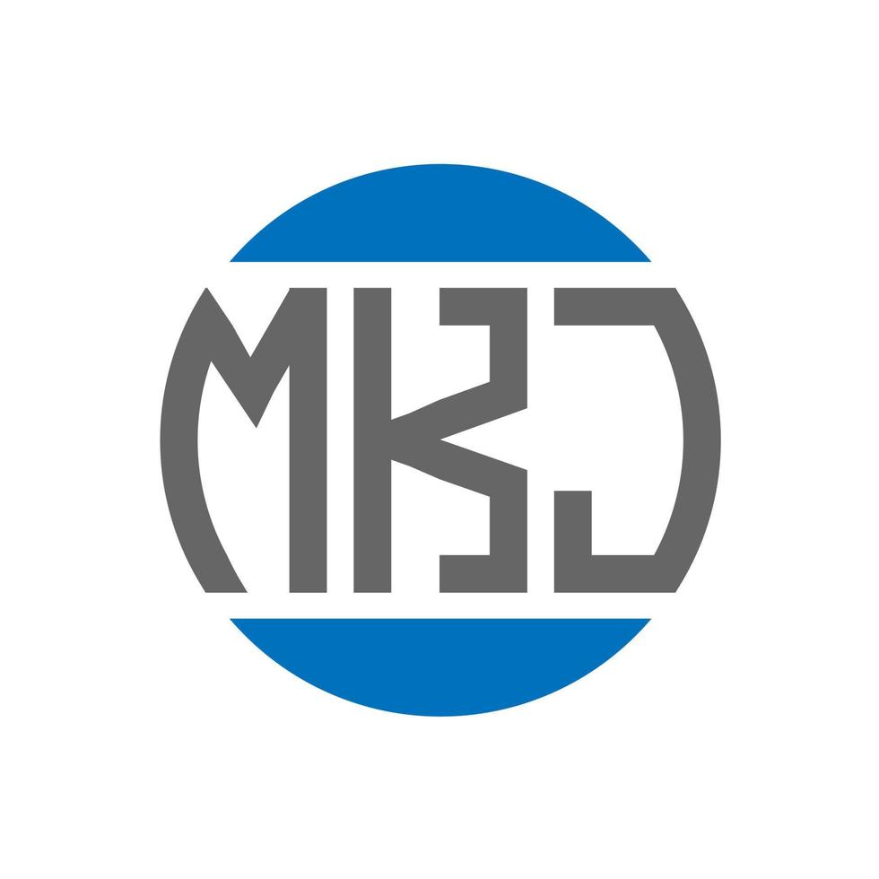 diseño de logotipo de letra mkj sobre fondo blanco. concepto de logotipo de círculo de iniciales ...