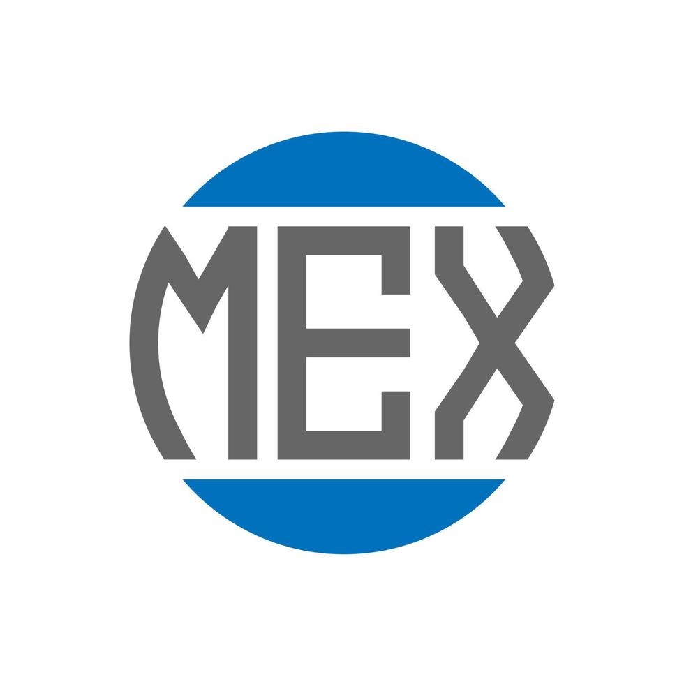 diseño de logotipo de letra mex sobre fondo blanco. concepto de logotipo de círculo de iniciales ...