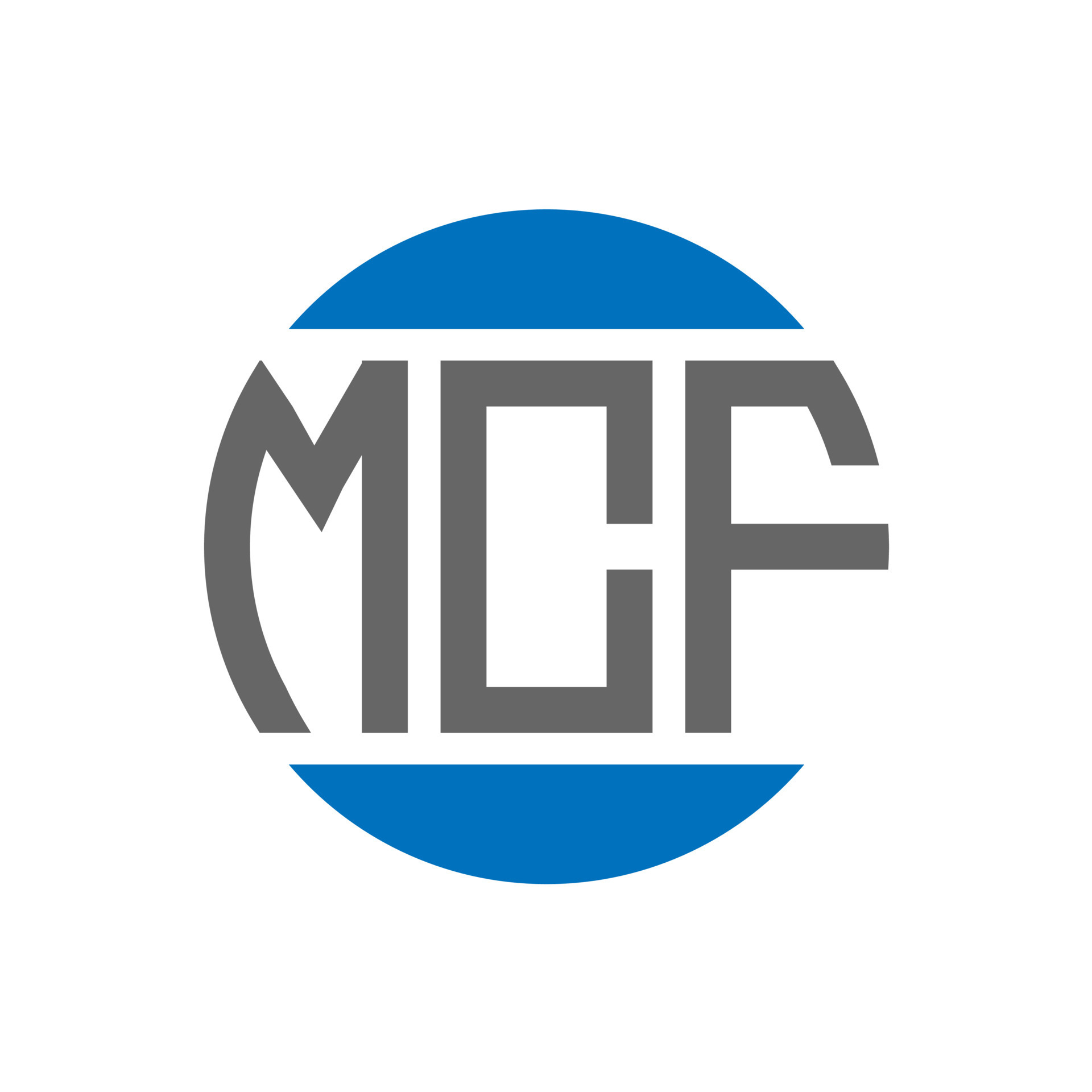 diseño de logotipo de letra mcf sobre fondo blanco. concepto de logotipo de círculo de iniciales ...