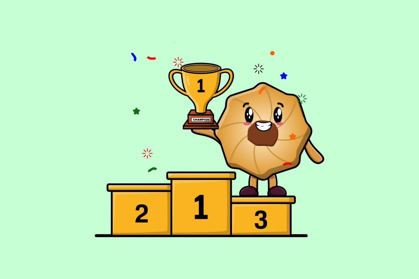 Cute Cartoon Cookies Character As The First Winner 16231322 Vector Art At Vecteezy 5124