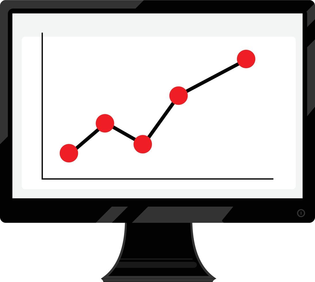 A computer screen with a black frame showing an ascending curve graph ...
