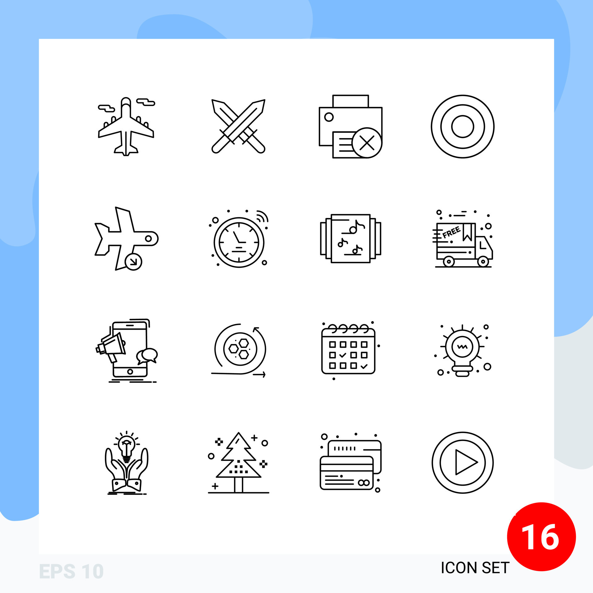 Pictogram Set of 16 Simple Outlines of landing user devices line basic ...