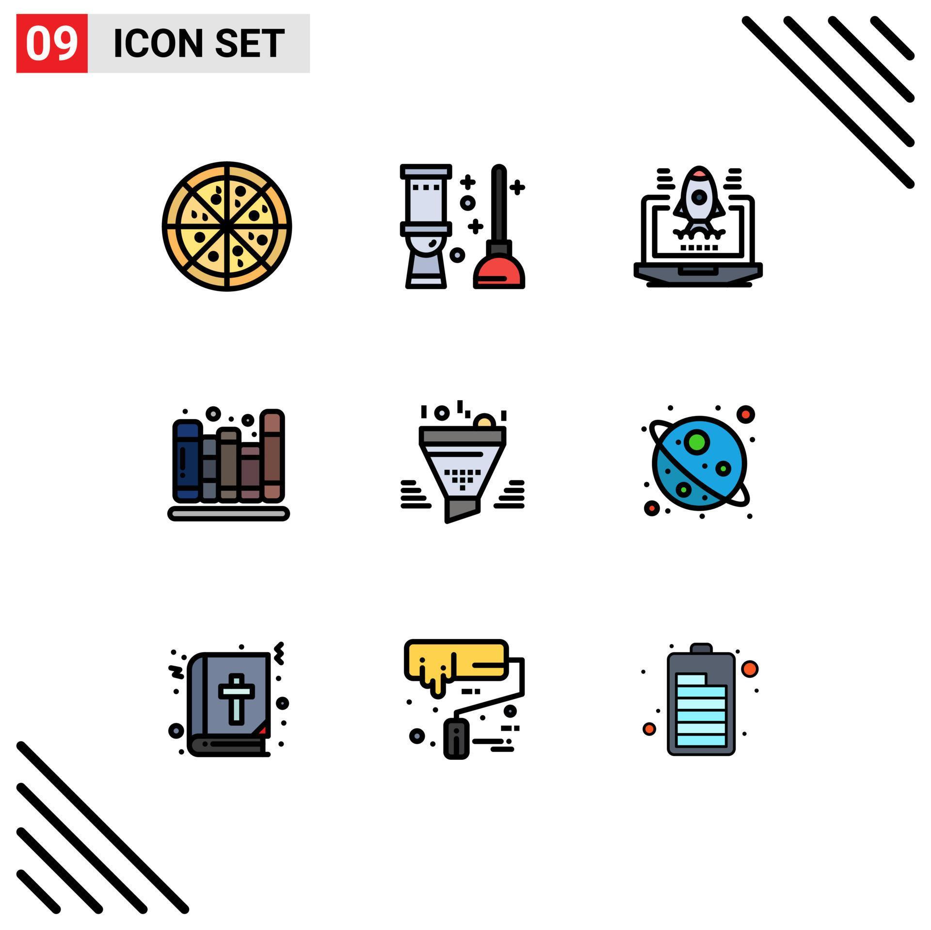 Set of 9 Modern UI Icons Symbols Signs for result sort laptop funnel ...