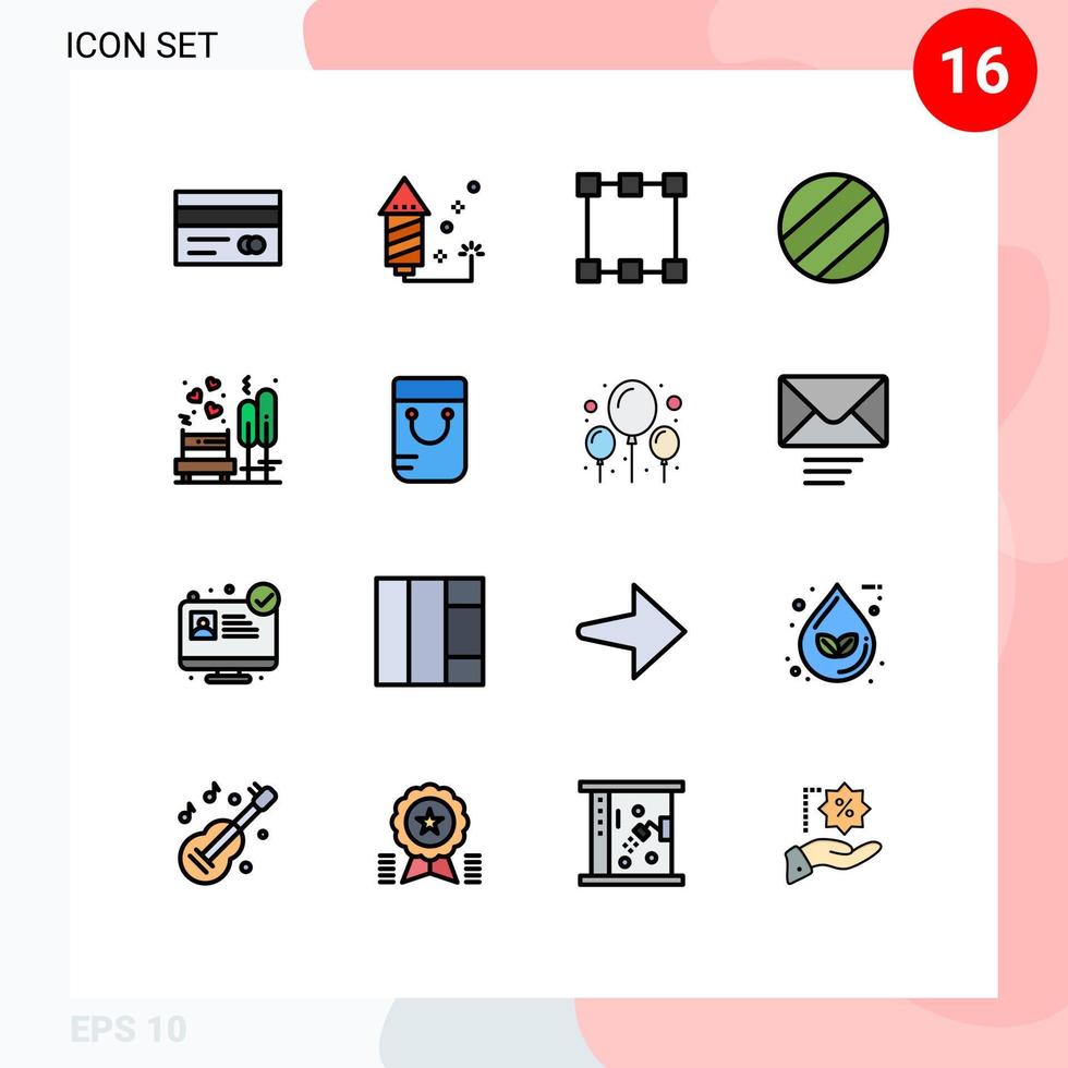 Editable Vector Line Pack of 16 Simple Flat Color Filled Lines of bag ...