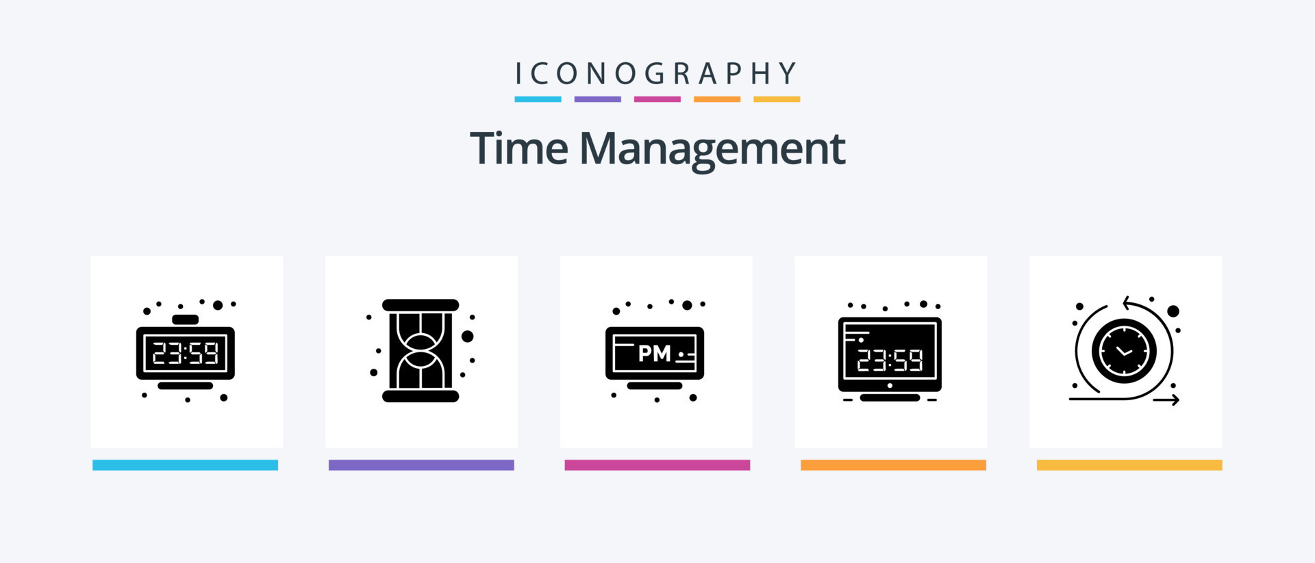 Time Management Glyph 5 Icon Pack Including cycle time. computer time ...