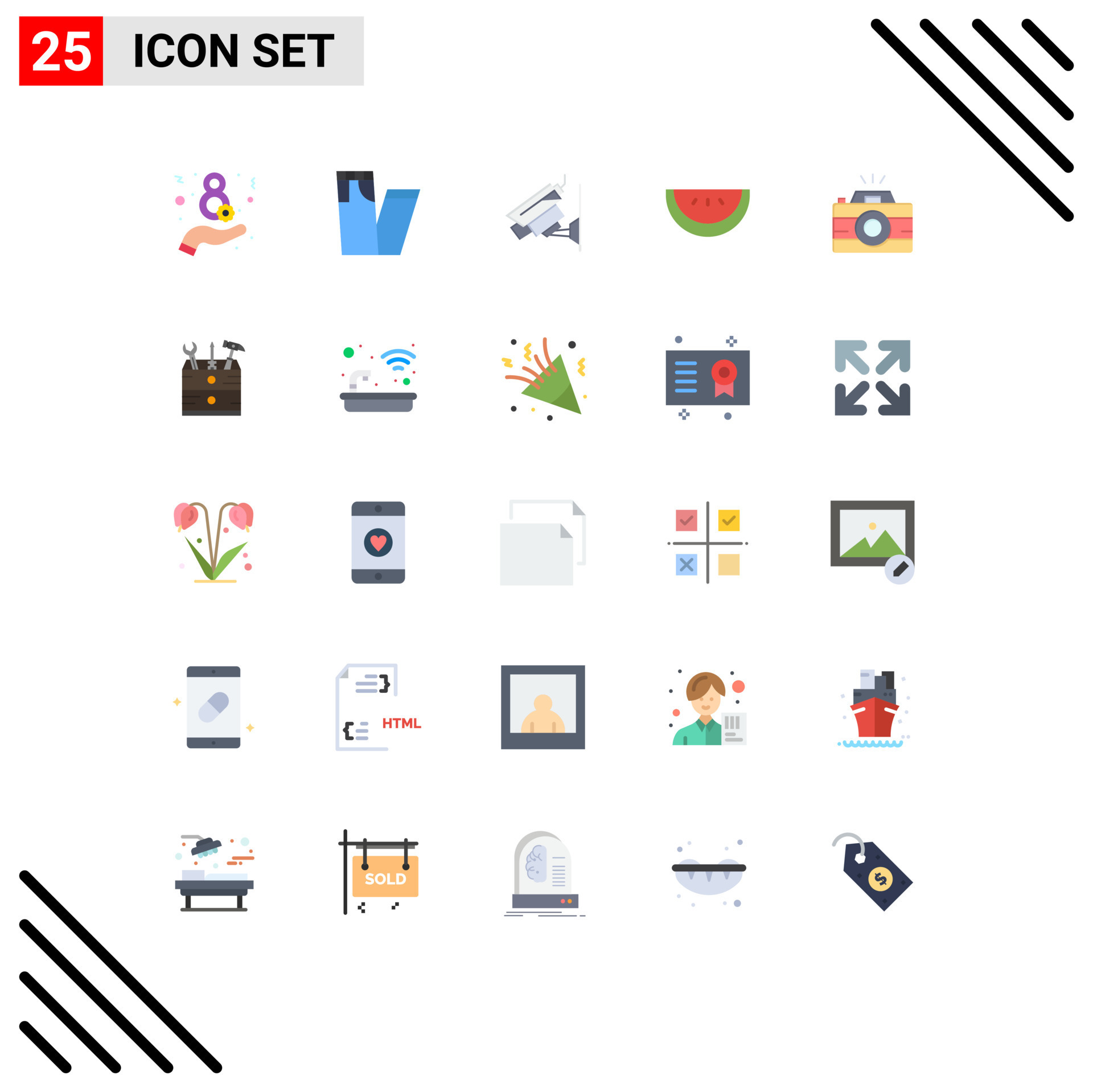 25 Universal Flat Colors Set For Web And Mobile Applications Box