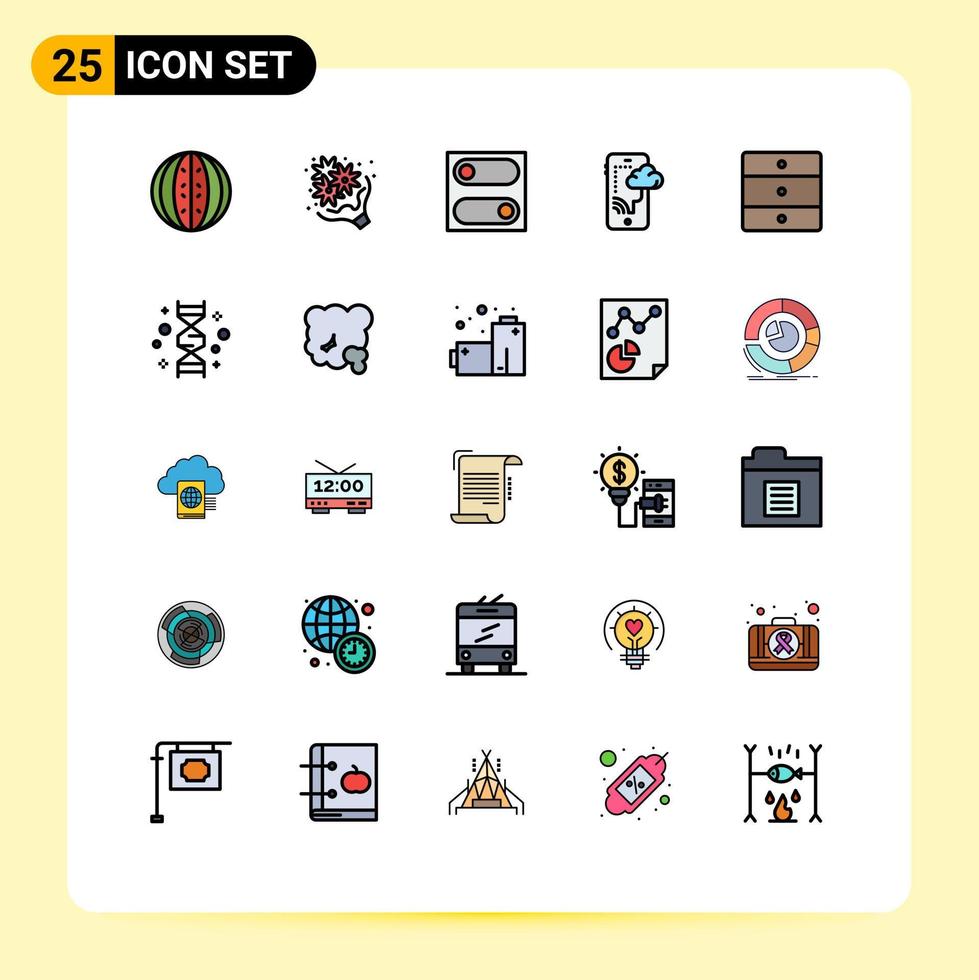 Mobile Interface Filled Line Flat Color Set Of 25 Pictograms Of Furniture Mobile Love Connection