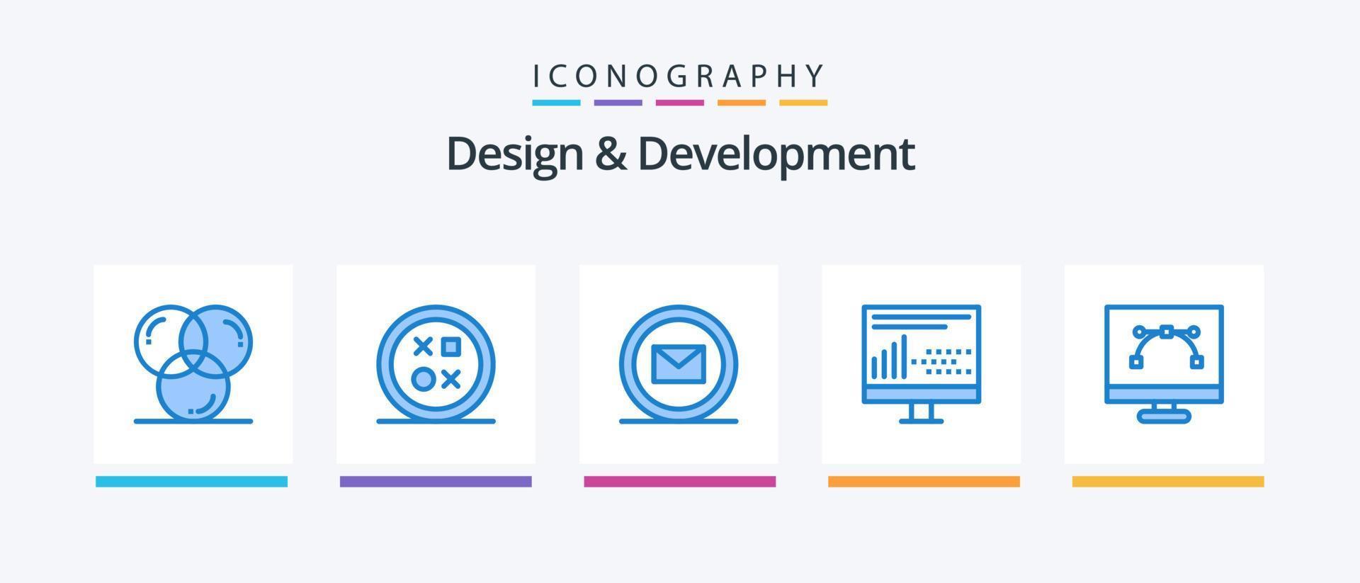 Design And Development Blue 5 Icon Pack Including Programing Design Round Coding Online
