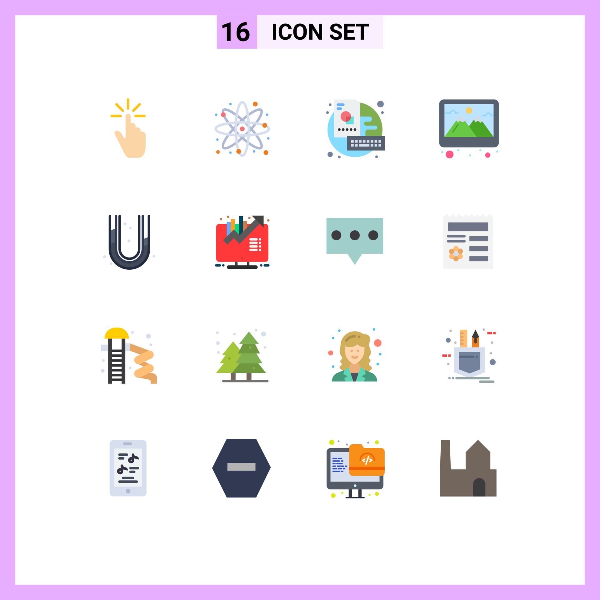 Stock Vector Icon Pack of 16 Line Signs and Symbols for picture frame ...