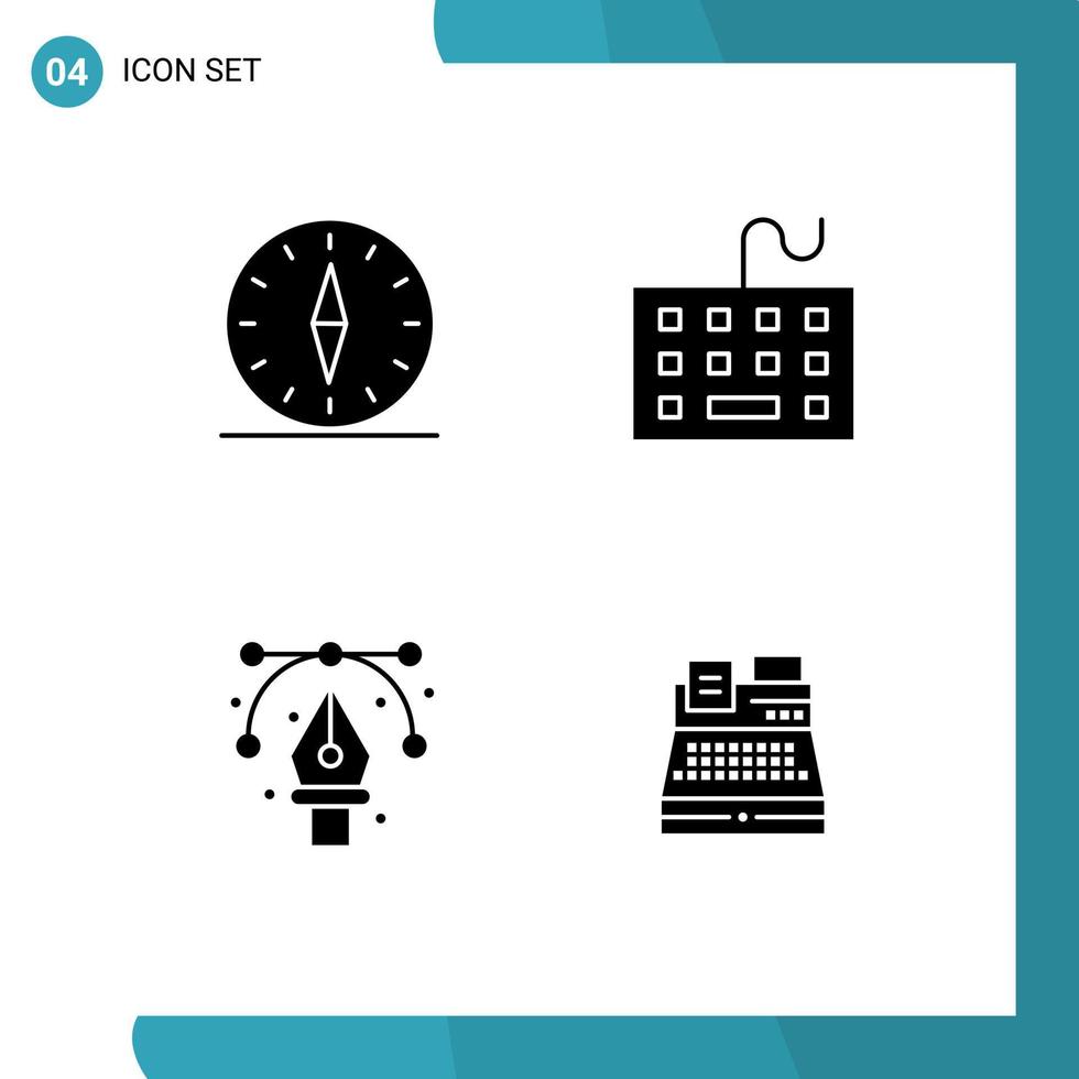 Group of 4 Solid Glyphs Signs and Symbols for gps keyboard navigation ...