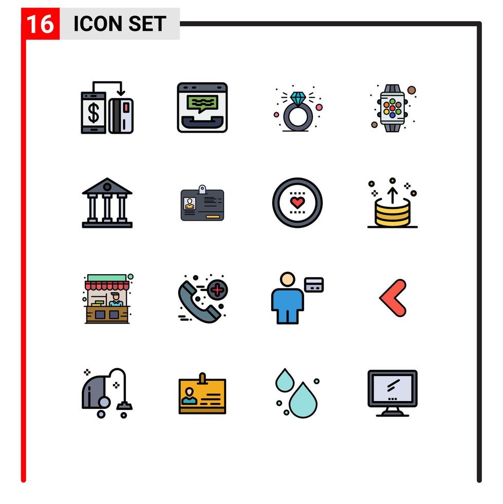 Stock Vector Icon Pack of 16 Line Signs and Symbols for banking watch ...
