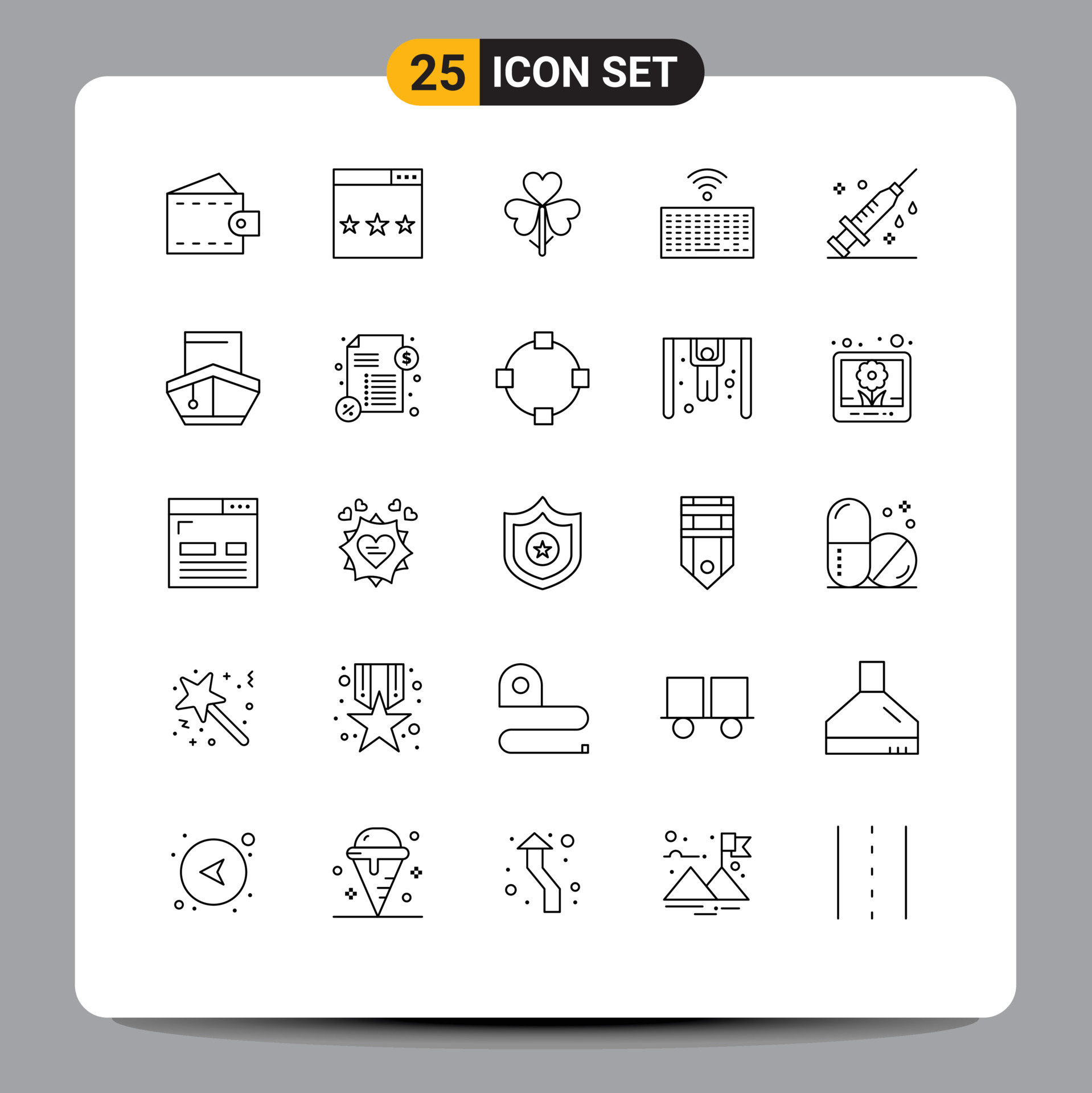 Set Of 25 Modern Ui Icons Symbols Signs For Type Keyboard Search