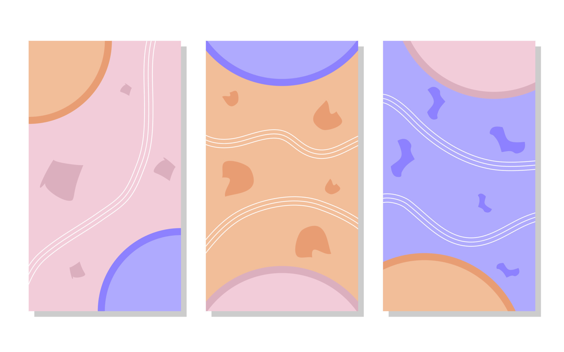 Set Of Orange Soft Pink And Blue Cheerful Abstract Background With Pastel Color Simple Flat