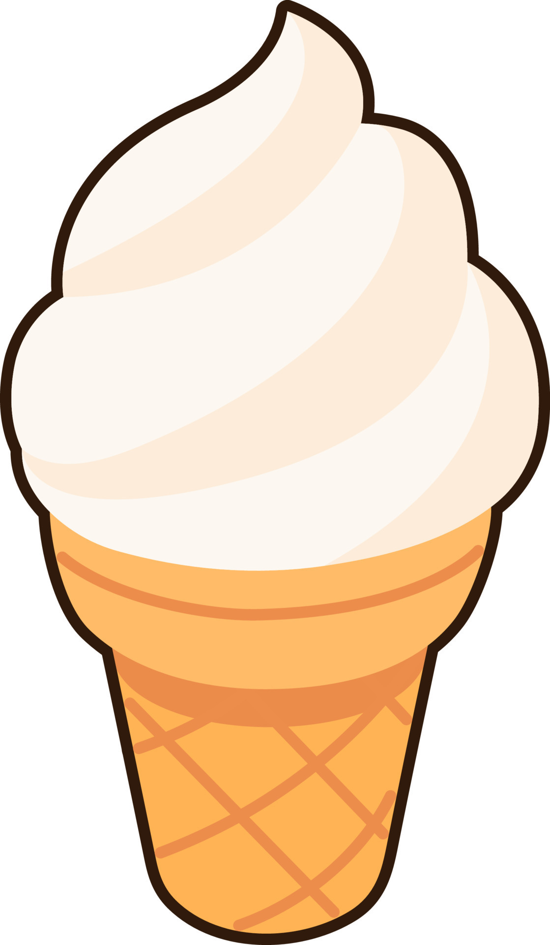Vanilla Ice Cream Cone Dessert Icon Element Illustration Flat Sticker