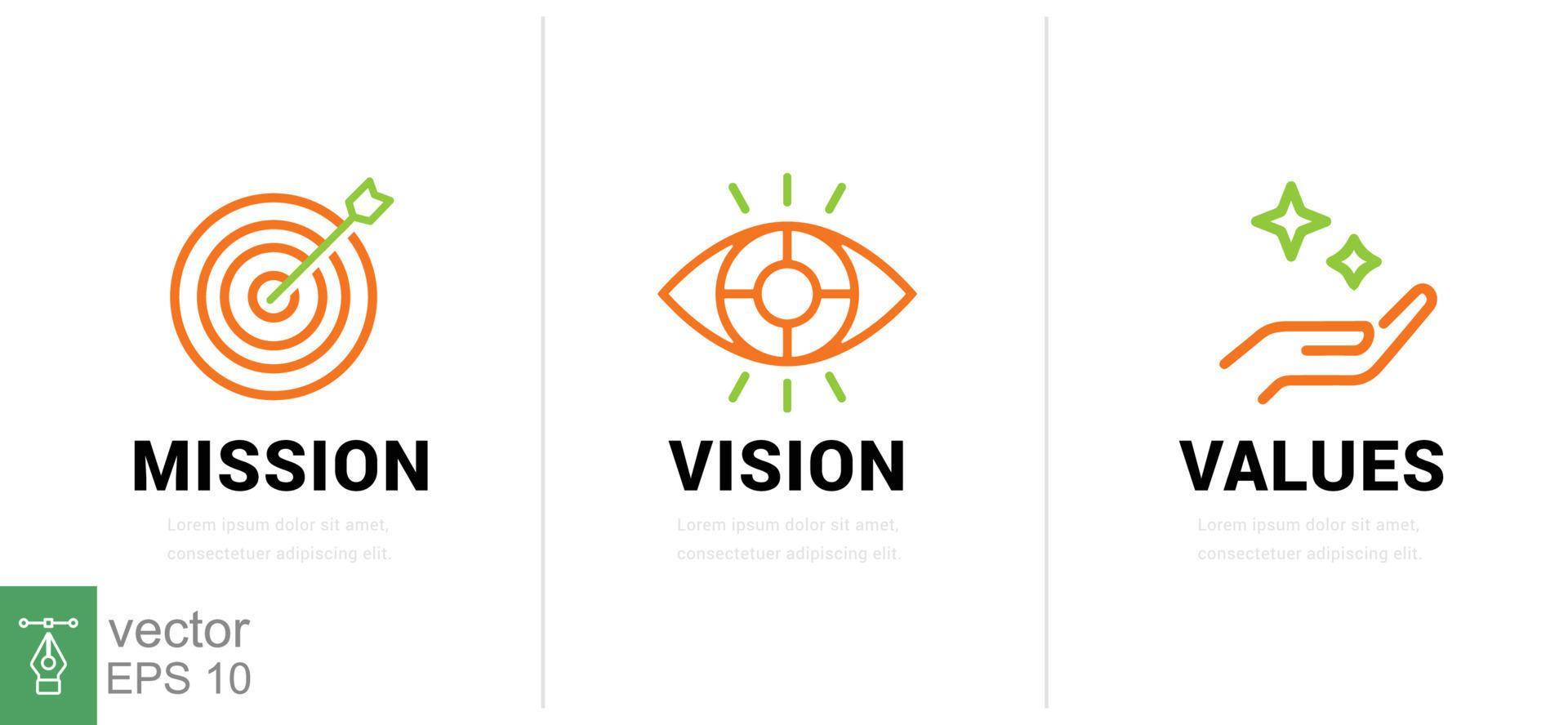 Mission. Vision. Values. Web page template. Modern flat design concept ...