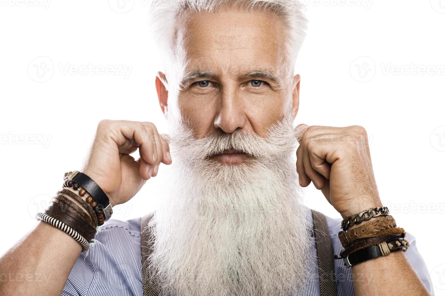 Handsome bearded senior man on white background 16250520 Stock Photo at ...