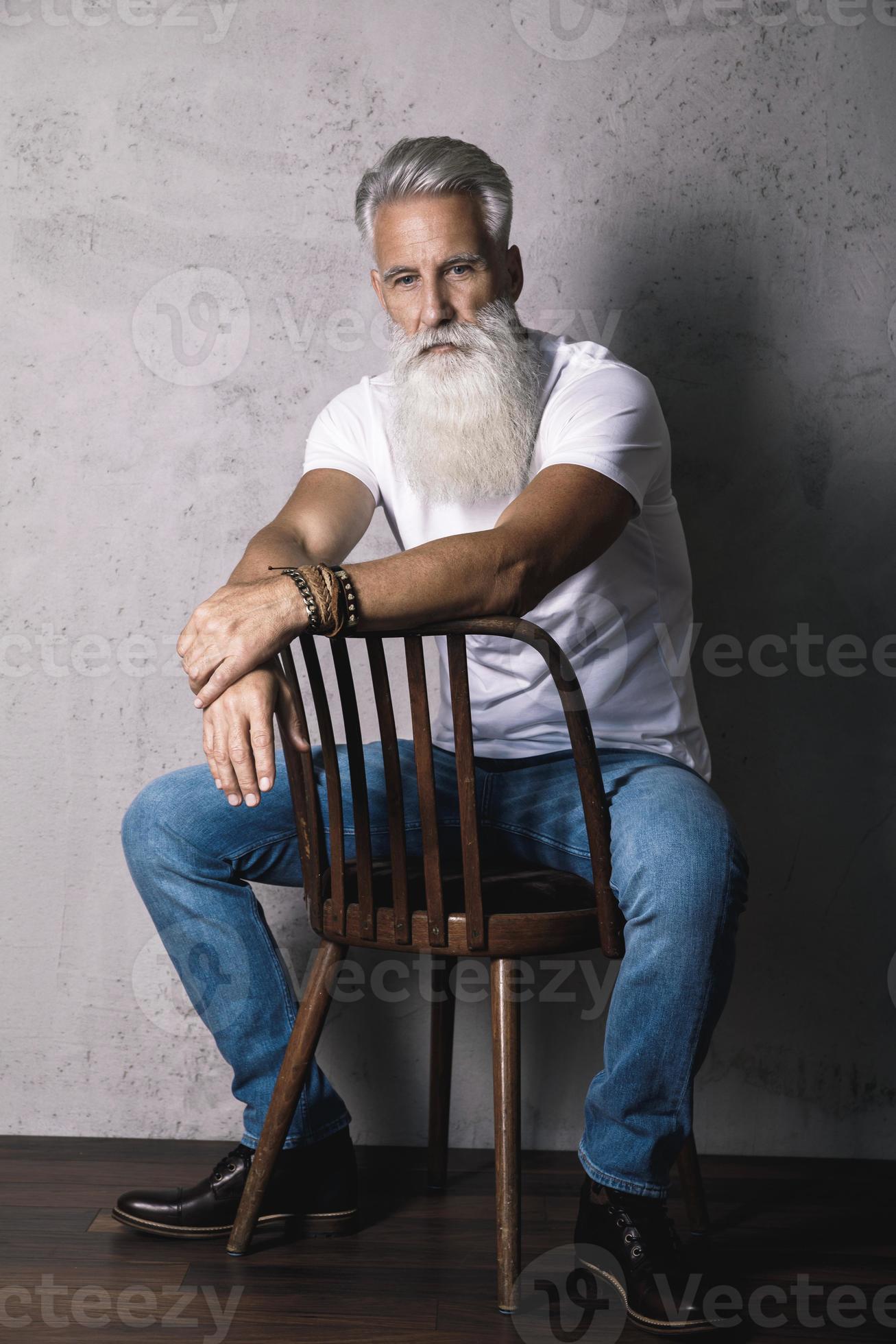 Handsome bearded senior man posing in studio 16250528 Stock Photo at ...