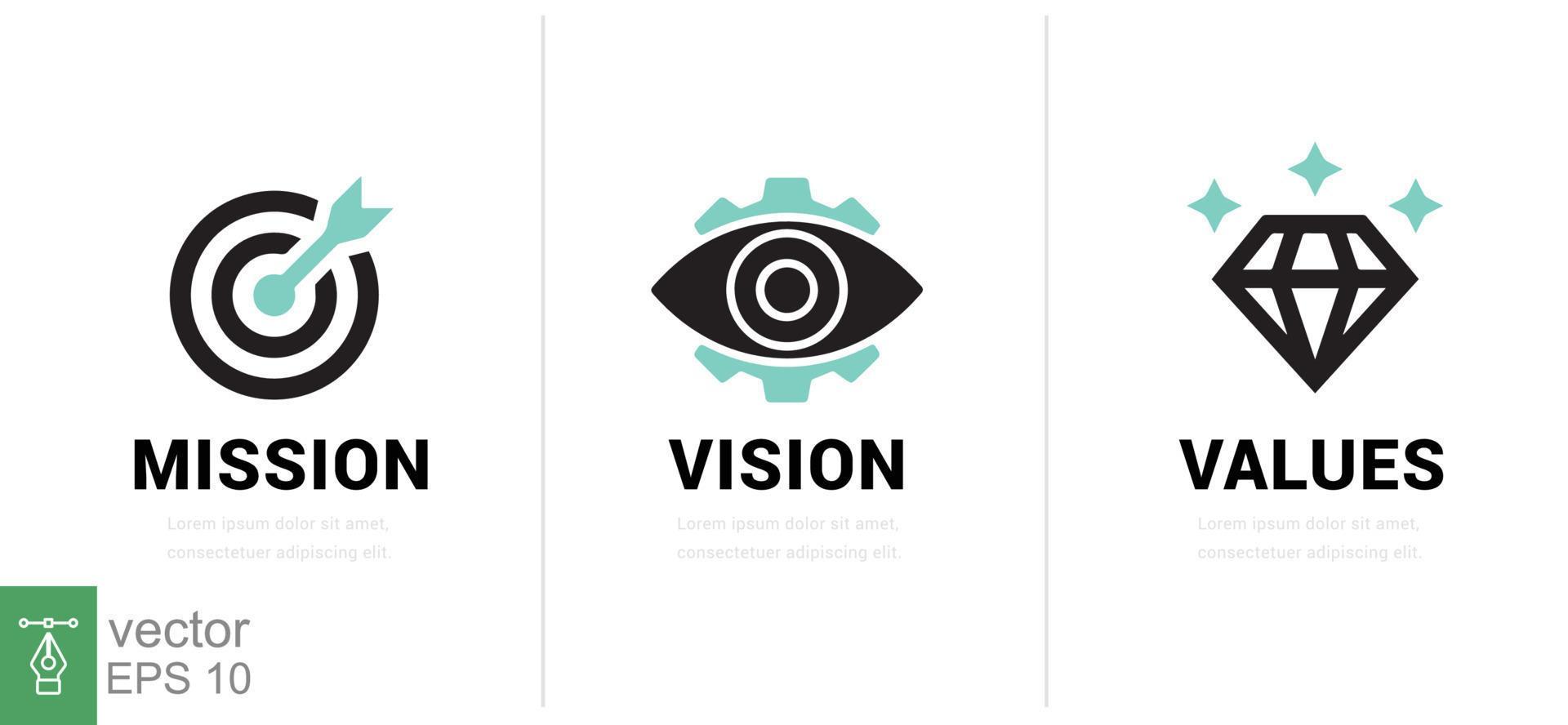 Mission. Vision. Values. Web page template. Modern flat design concept ...