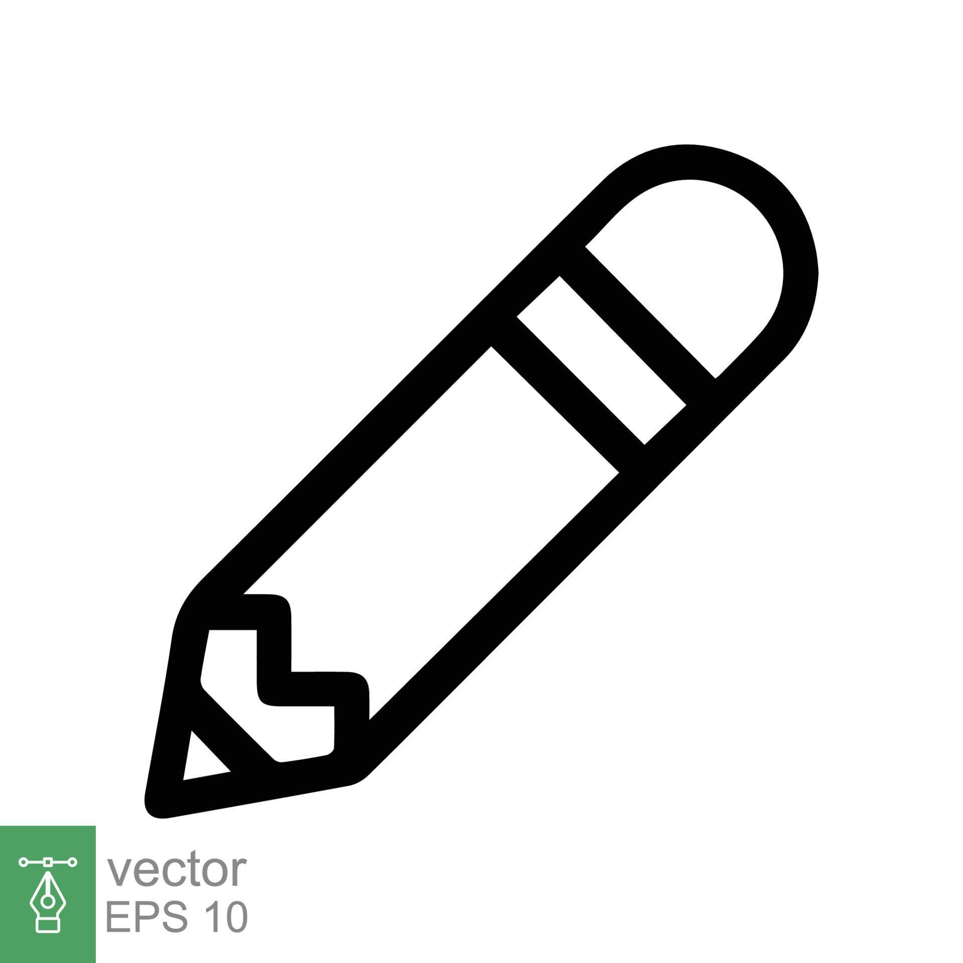Pencil Icon Simple Outline Style Pencil Tip Drawing Pen Graphite Plain School Element