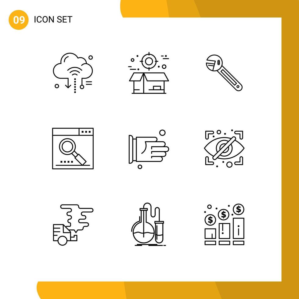 Pack Of 9 Creative Outlines Of Optimize Engine Delivery Tool Tool Editable Vector Design