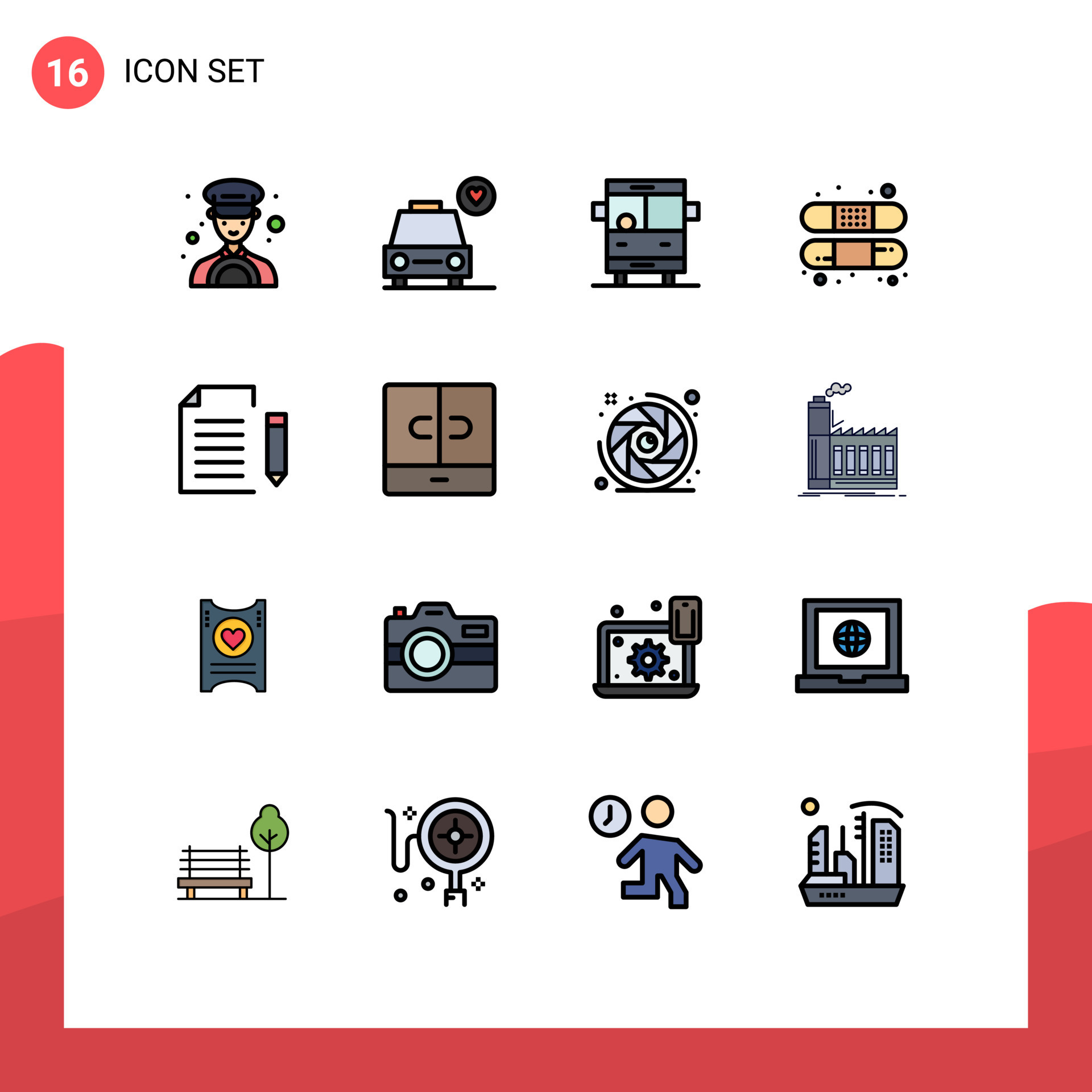 Stock Vector Icon Pack of 16 Line Signs and Symbols for file document ...