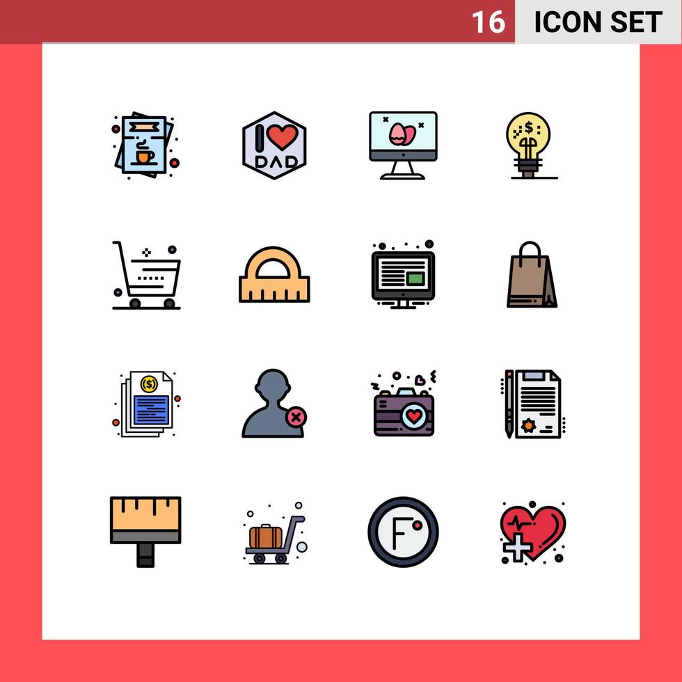 16 User Interface Flat Color Filled Line Pack of modern Signs and ...