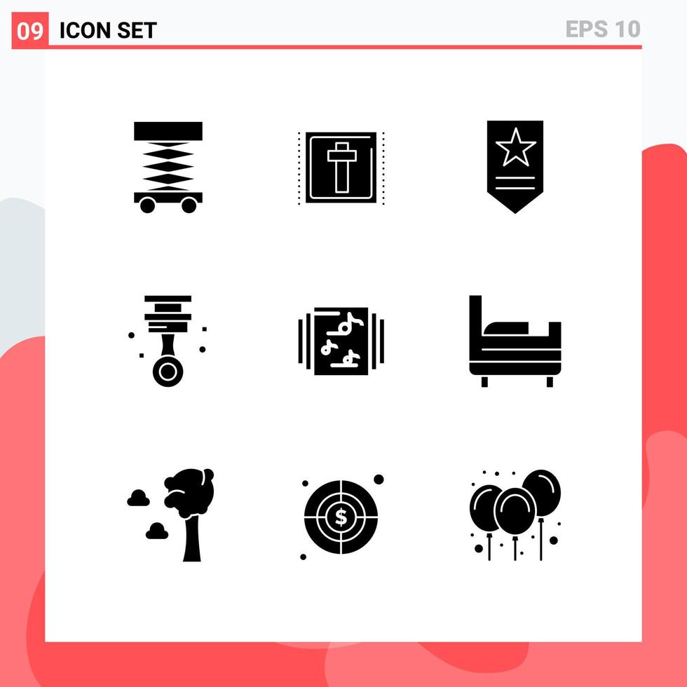 User Interface Pack Of 9 Basic Solid Glyphs Of Music Collection Insignia Tools Garage Editable