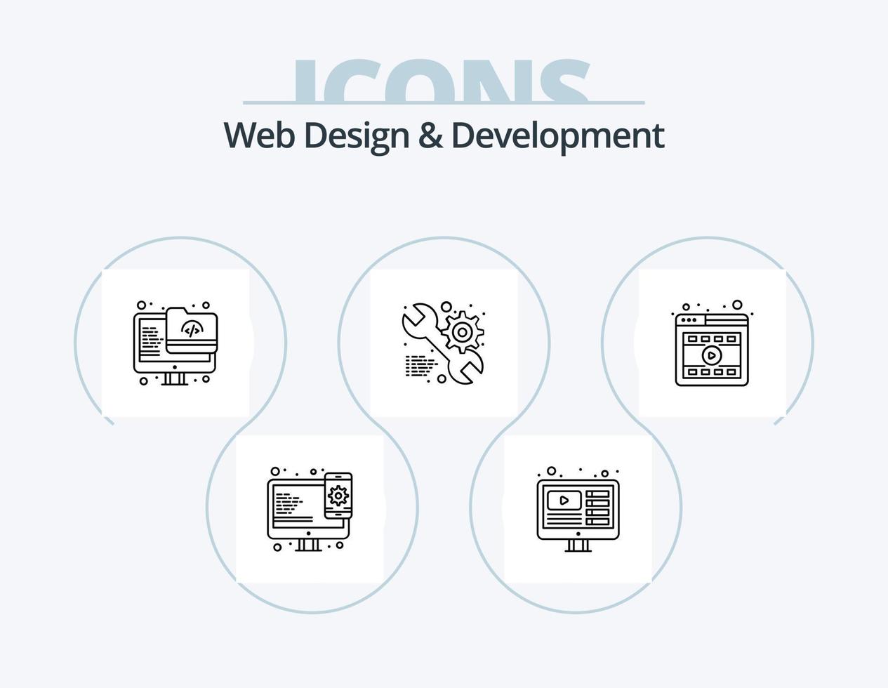 Web Design And Development Line Icon Pack 5 Icon Design Keyboard Computer Responsive Coding