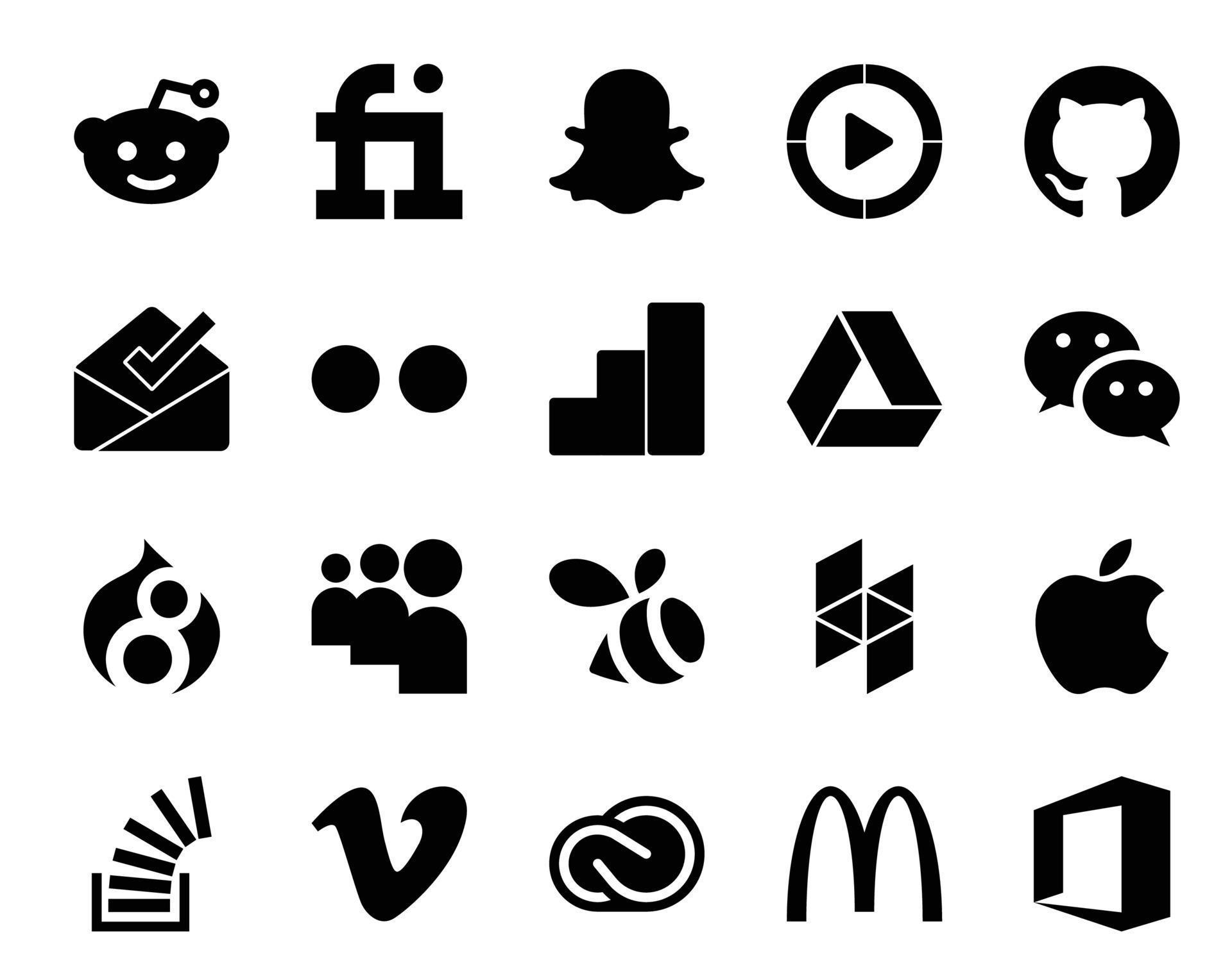 20 Social Media Icon Pack Including stockoverflow houzz google analytics swarm drupal 16253999 ...