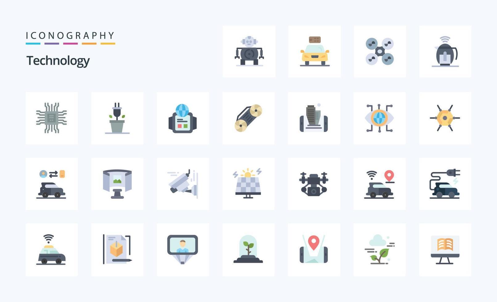25 Technology Flat color icon pack 16254302 Vector Art at Vecteezy
