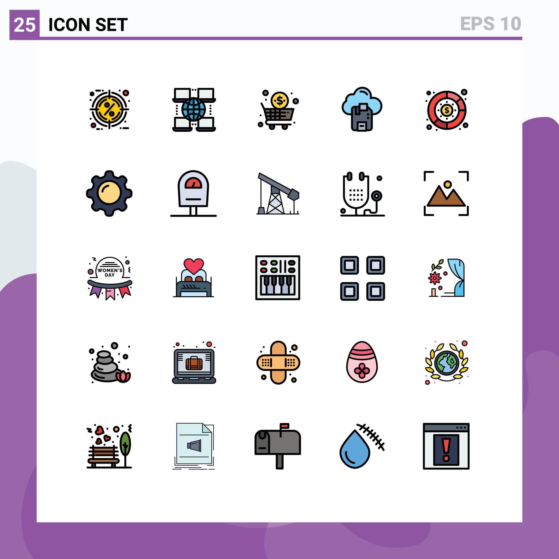 Set of 25 Modern UI Icons Symbols Signs for graph server business sd cloud Editable Vector ...