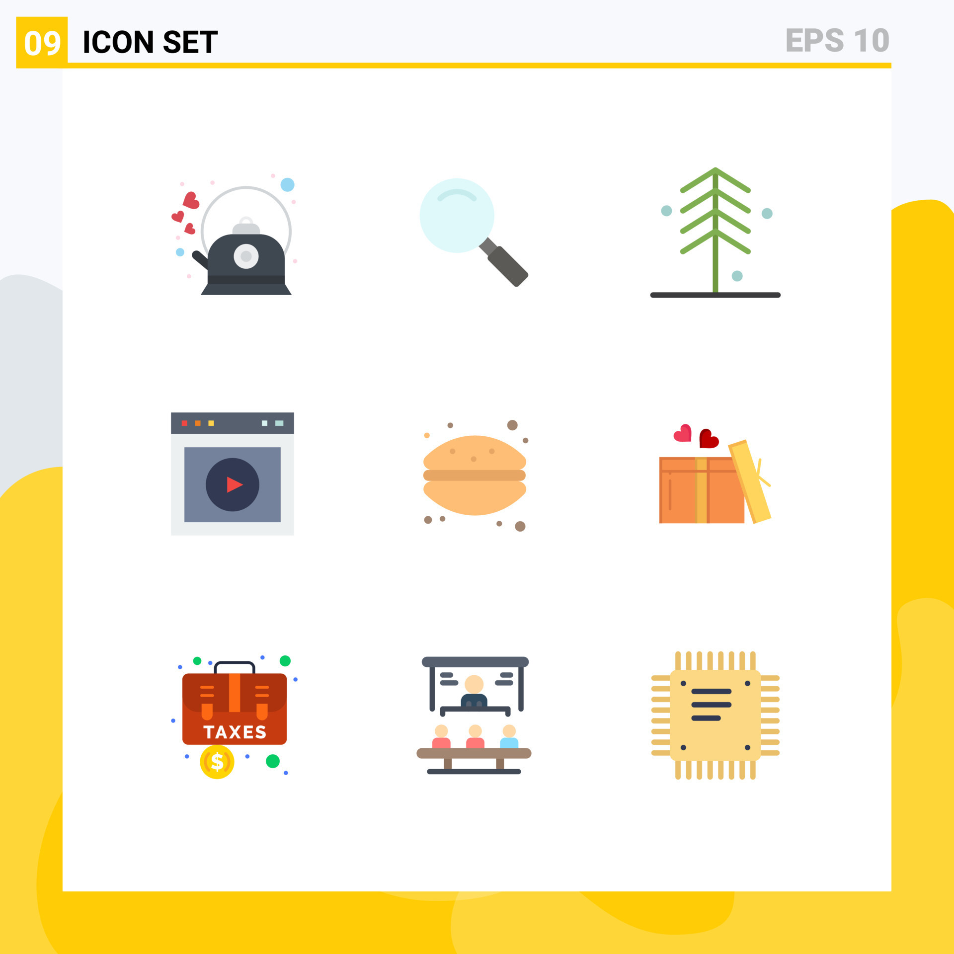 Flat Color Pack Of 9 Universal Symbols Of Website Ux Search Ui Tree Editable Vector Design