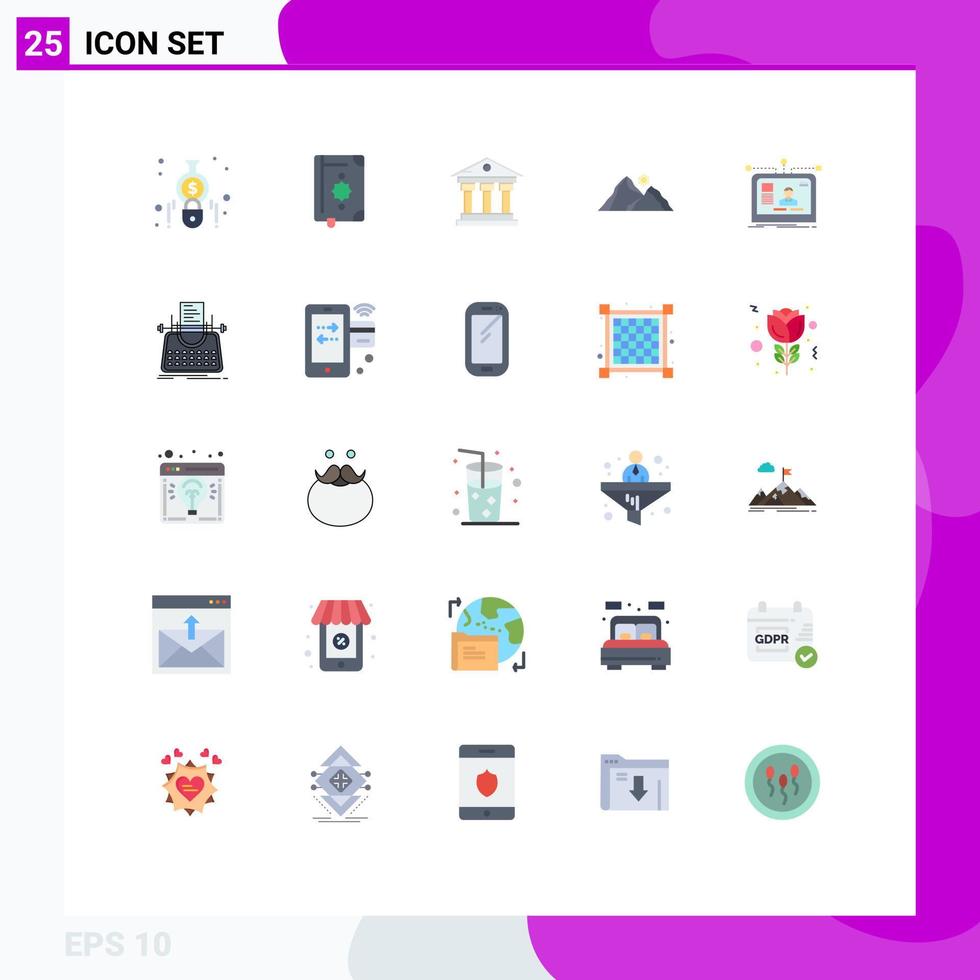 Mobile Interface Flat Color Set Of 25 Pictograms Of Scene Nature