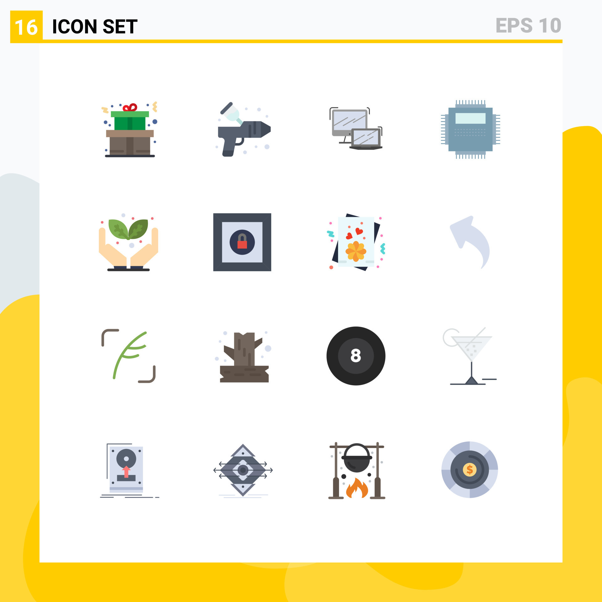 Stock Vector Icon Pack of 16 Line Signs and Symbols for green pc ... Stock Vector Icon Pack of 16 Line Signs and Symbols for green pc ...
