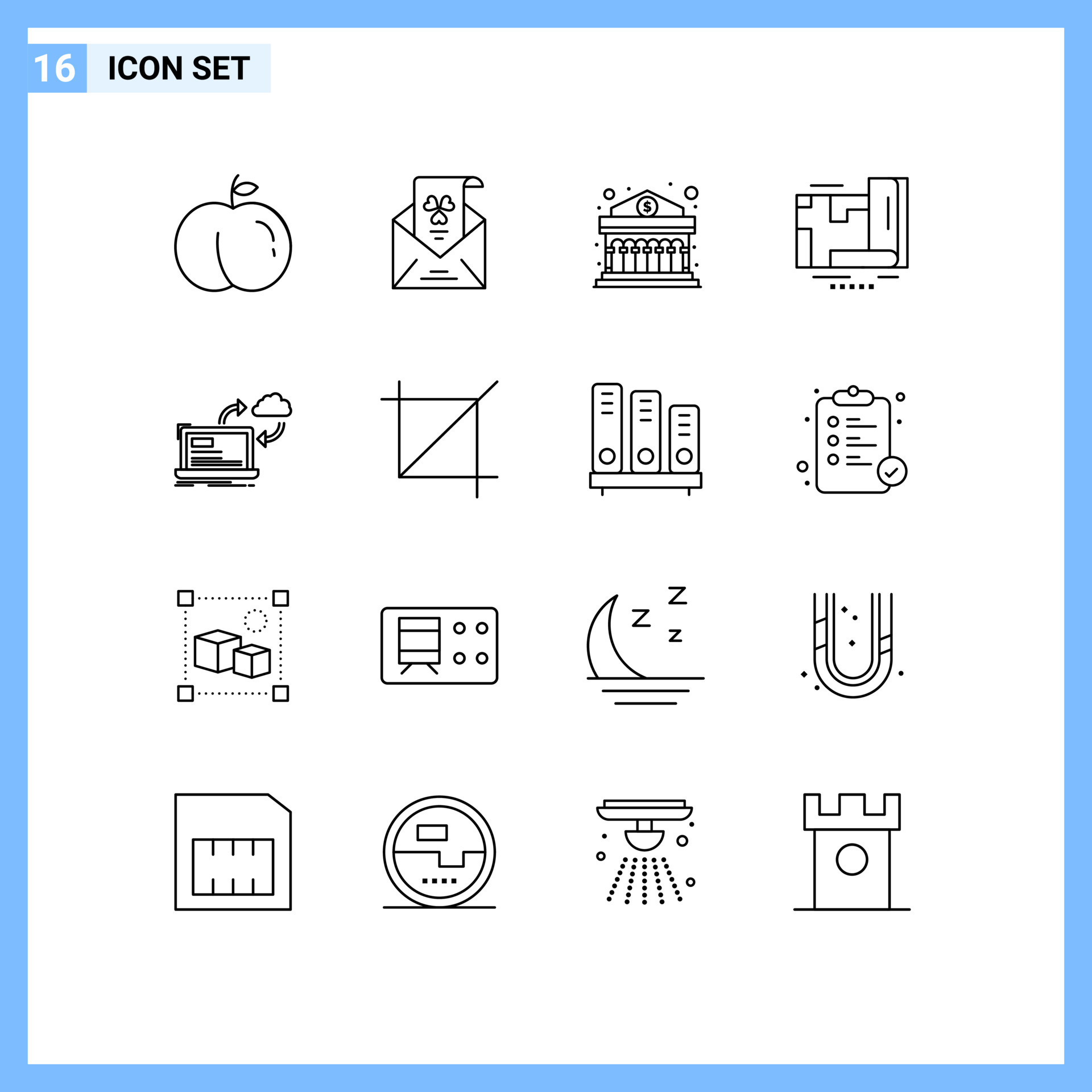 Stock Vector Icon Pack of 16 Line Signs and Symbols for data sync ...