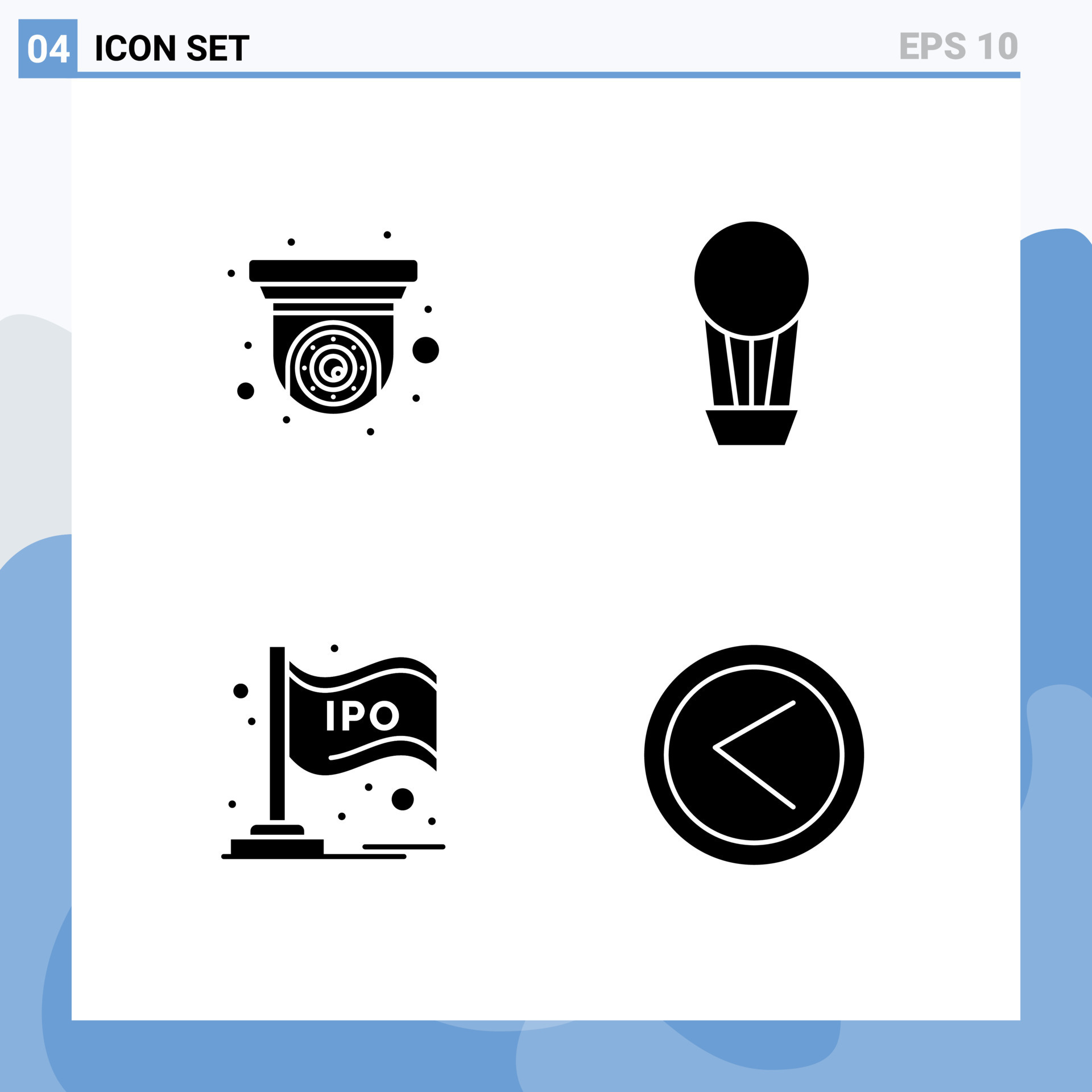 Set Of 4 Vector Solid Glyphs On Grid For Camera Stock Security Camera