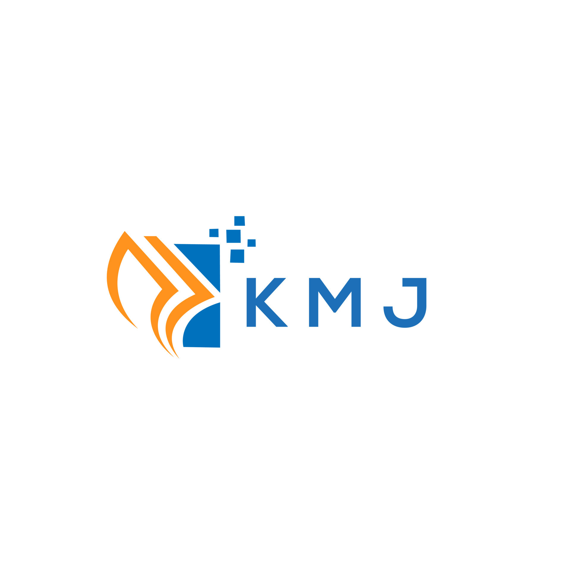 diseño de logotipo de contabilidad de reparación de crédito kmj sobre fondo blanco. kmj ...