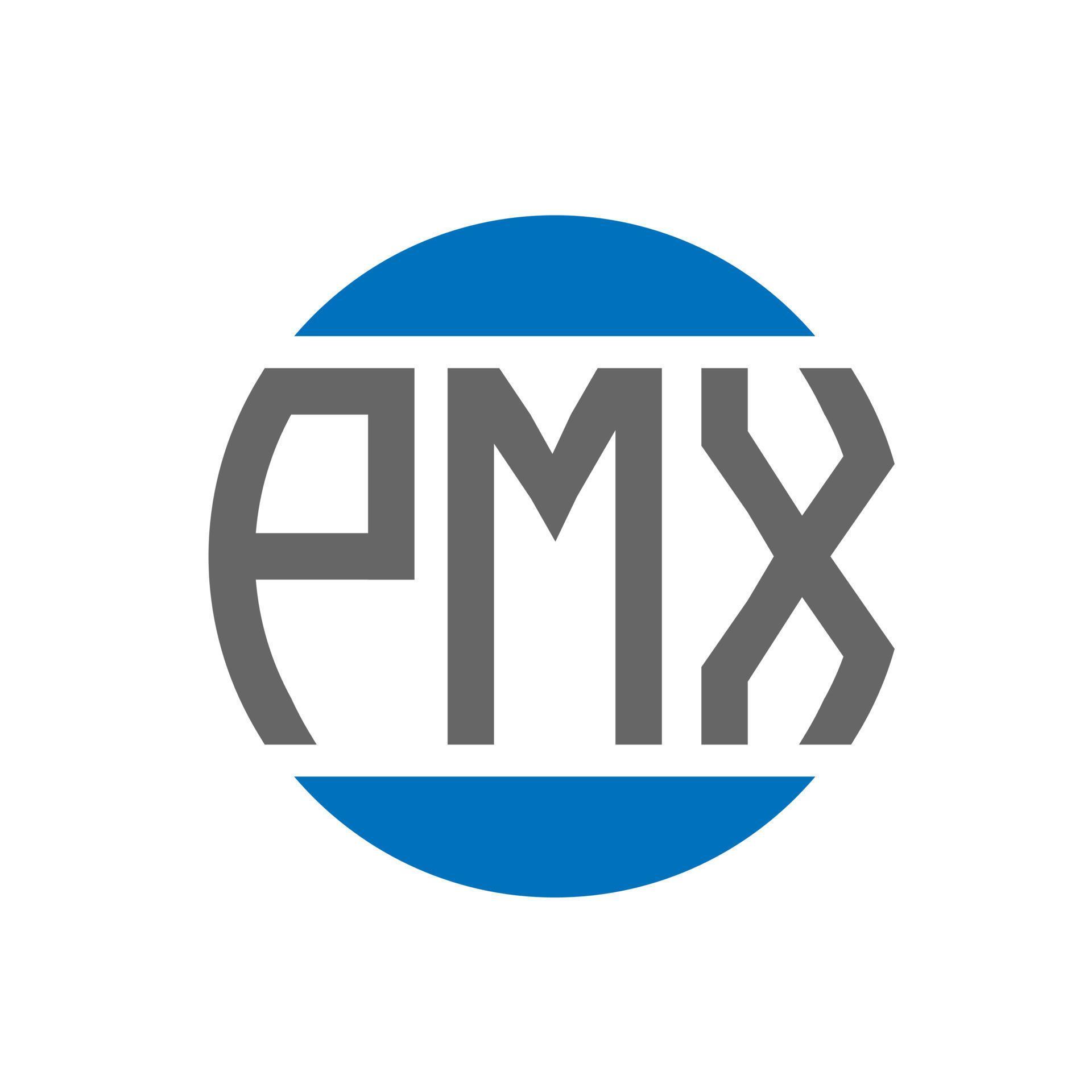 diseño de logotipo de letra pmx sobre fondo blanco. concepto de logotipo de círculo de iniciales ...