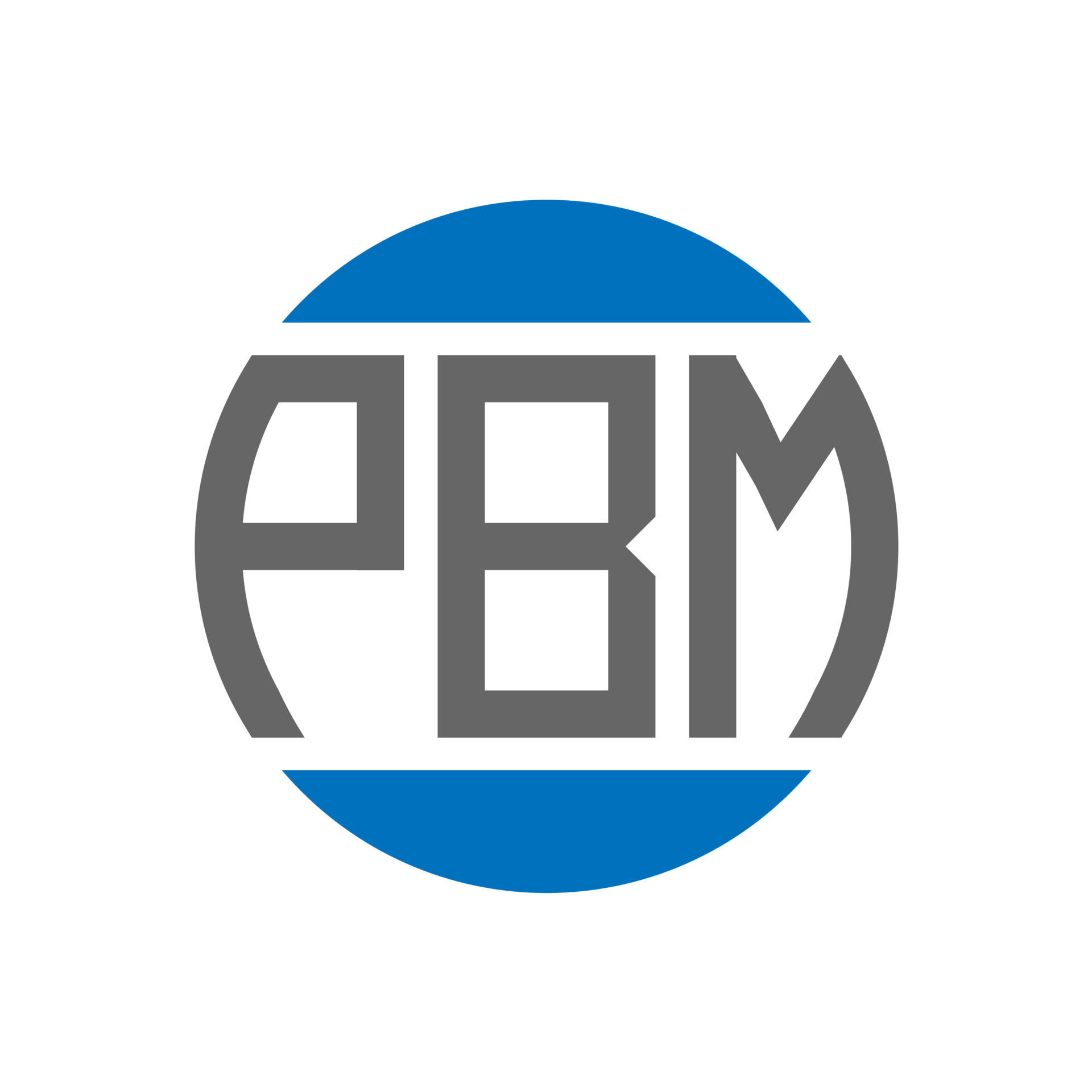 diseño de logotipo de letra pbm sobre fondo blanco. Concepto de logotipo de círculo de iniciales ...