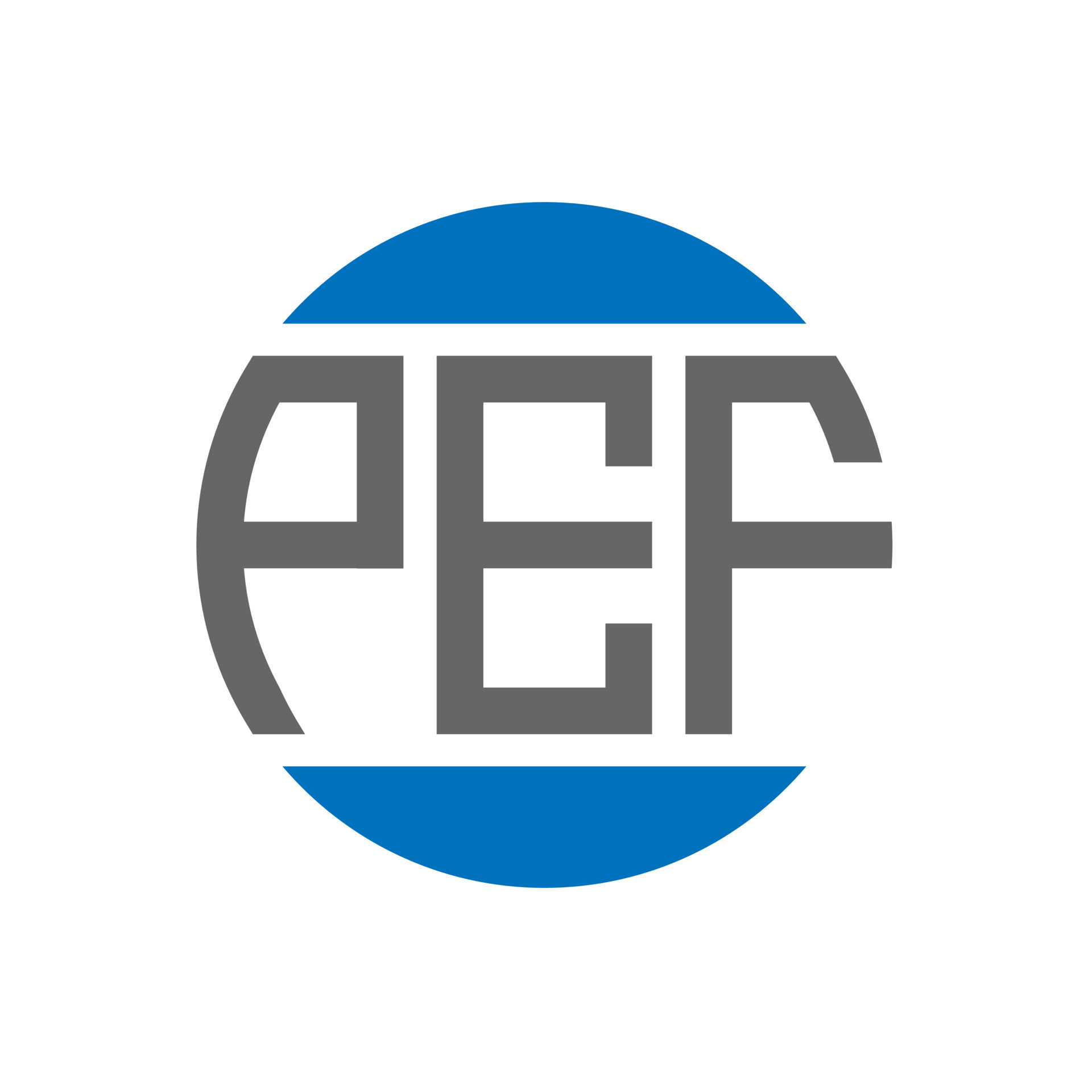 diseño de logotipo de letra pef sobre fondo blanco. concepto de logotipo de círculo de iniciales ...