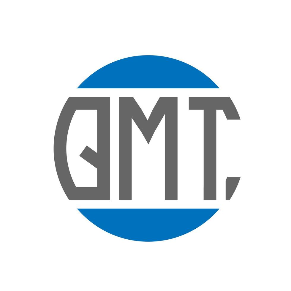 diseño de logotipo de letra qmt sobre fondo blanco. concepto de logotipo de círculo de iniciales ...