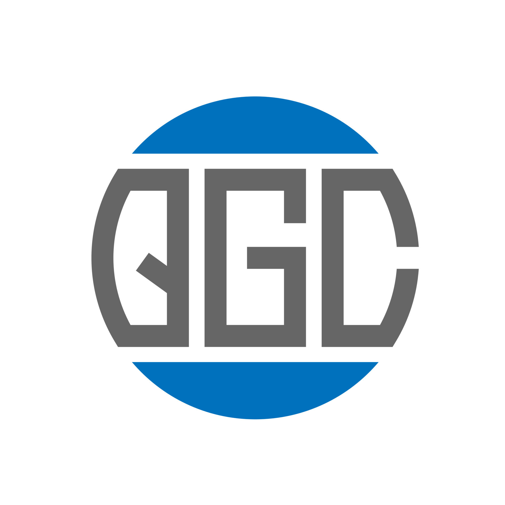 diseño de logotipo de letra qgc sobre fondo blanco. concepto de logotipo de círculo de iniciales ...