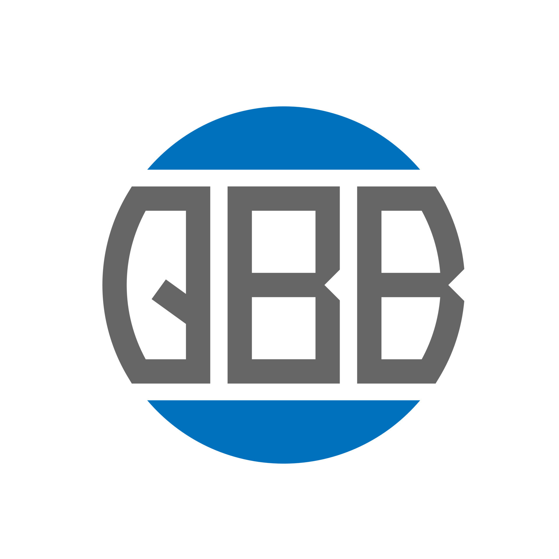 diseño de logotipo de letra qbb sobre fondo blanco. concepto de logotipo de círculo de iniciales ...