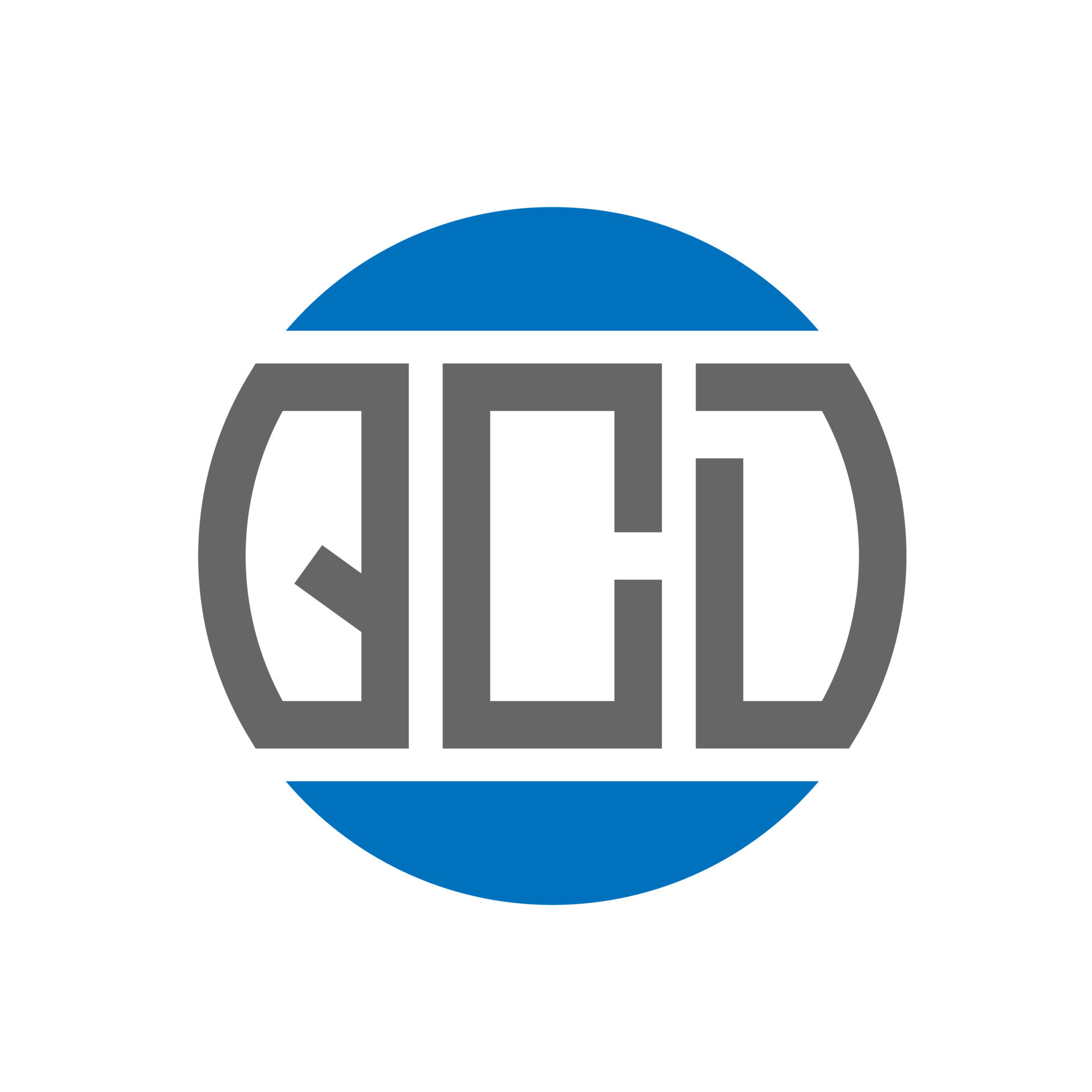 diseño de logotipo de letra qcd sobre fondo blanco. concepto de logotipo de círculo de iniciales ...