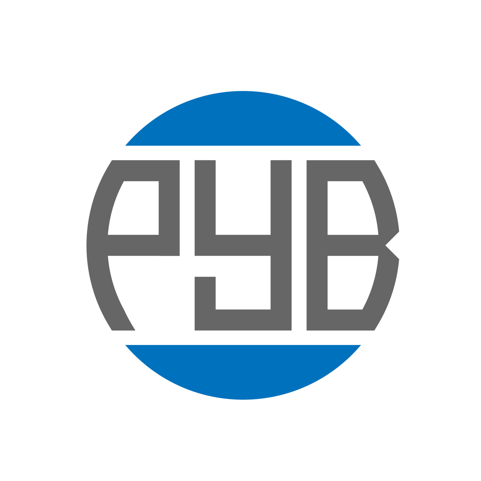 diseño de logotipo de letra pyb sobre fondo blanco. concepto de logotipo de círculo de iniciales ...