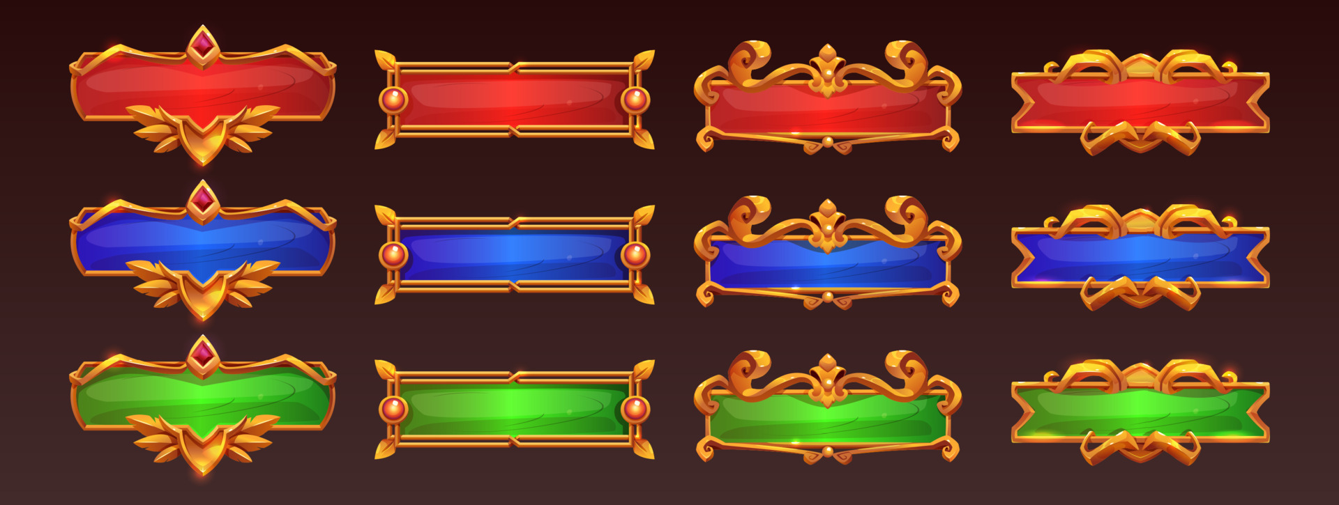 Medieval Game Frames Or Buttons Menu Elements 16263133 Vector Art At